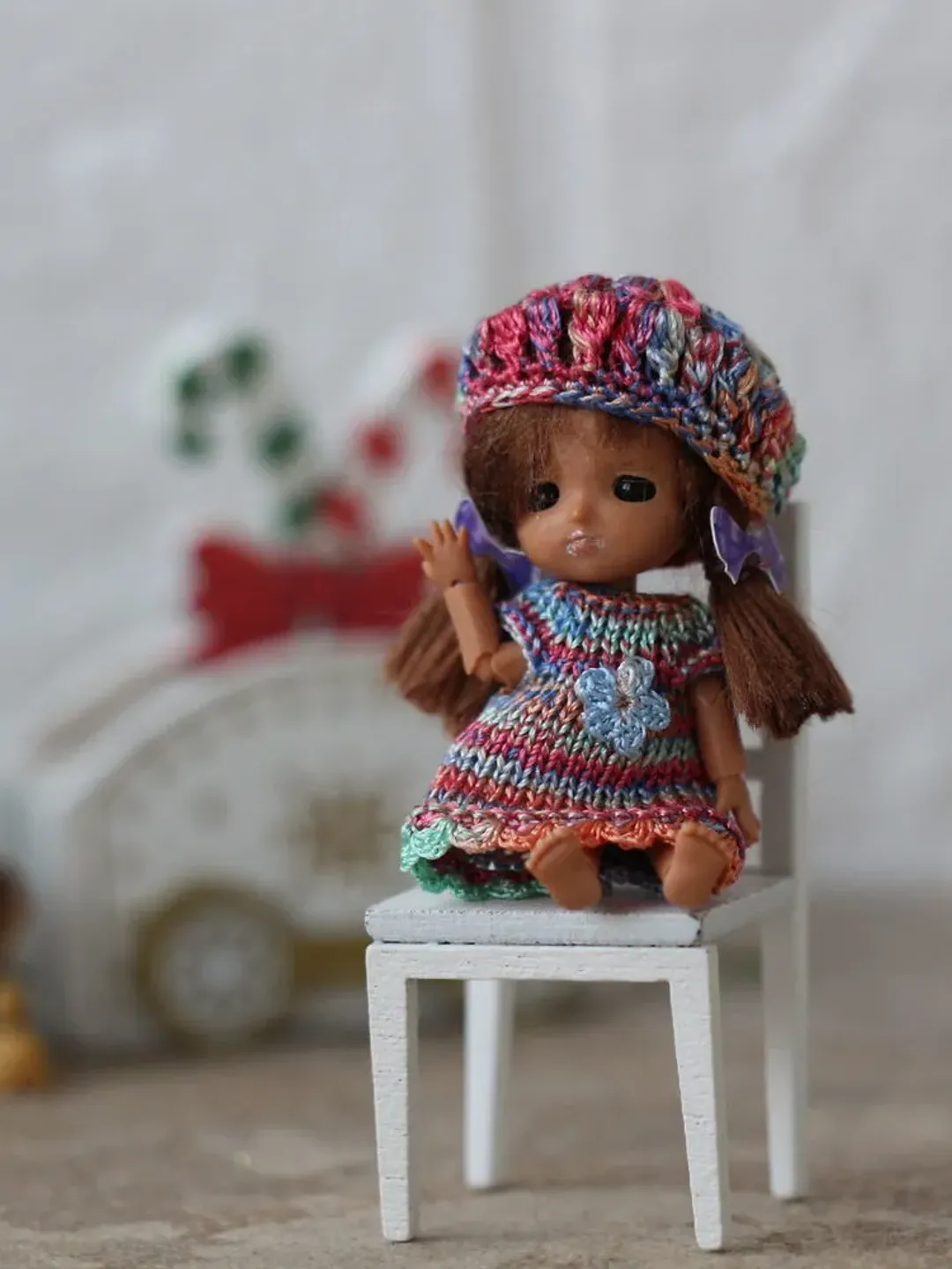 Micro hand knit white dress to micro 1,5 inches BJD China ...