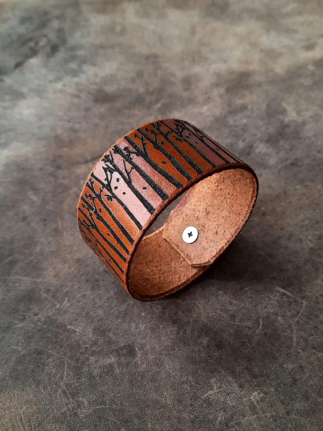 Polynesian Tribal Bracelet, Handmade Adjustable Dark Brown Leather Band ...