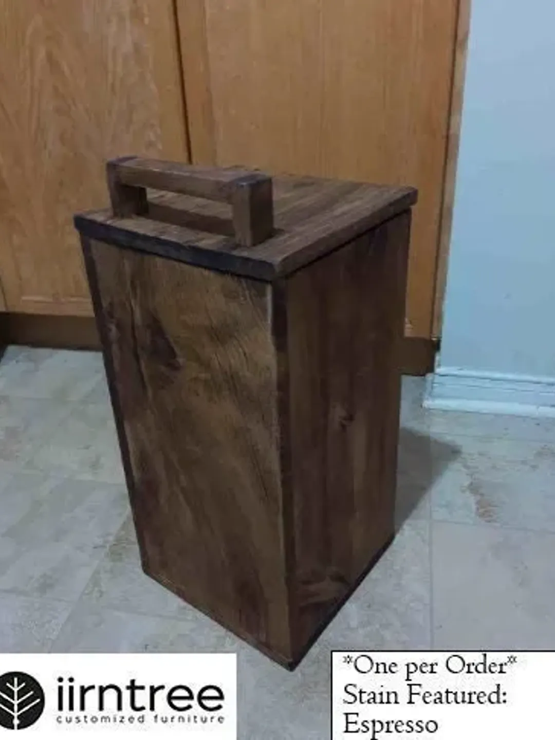 Handmade Recycled Solid 3/4" Wood Waste-Bin with a LID | Trash Bin ...