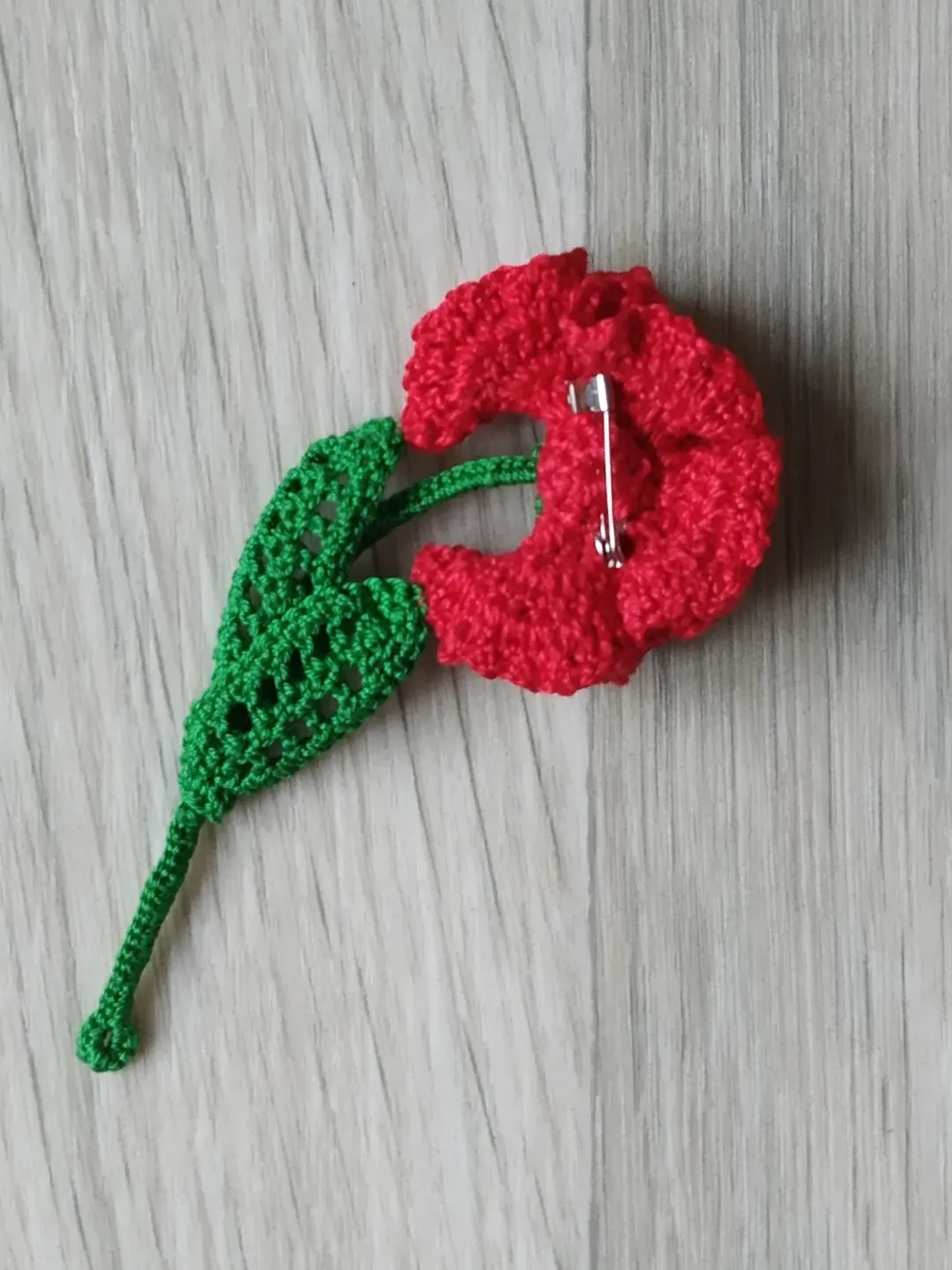 Red carnation flower. Red carnation lapel pin. Crochet flower brooch ...