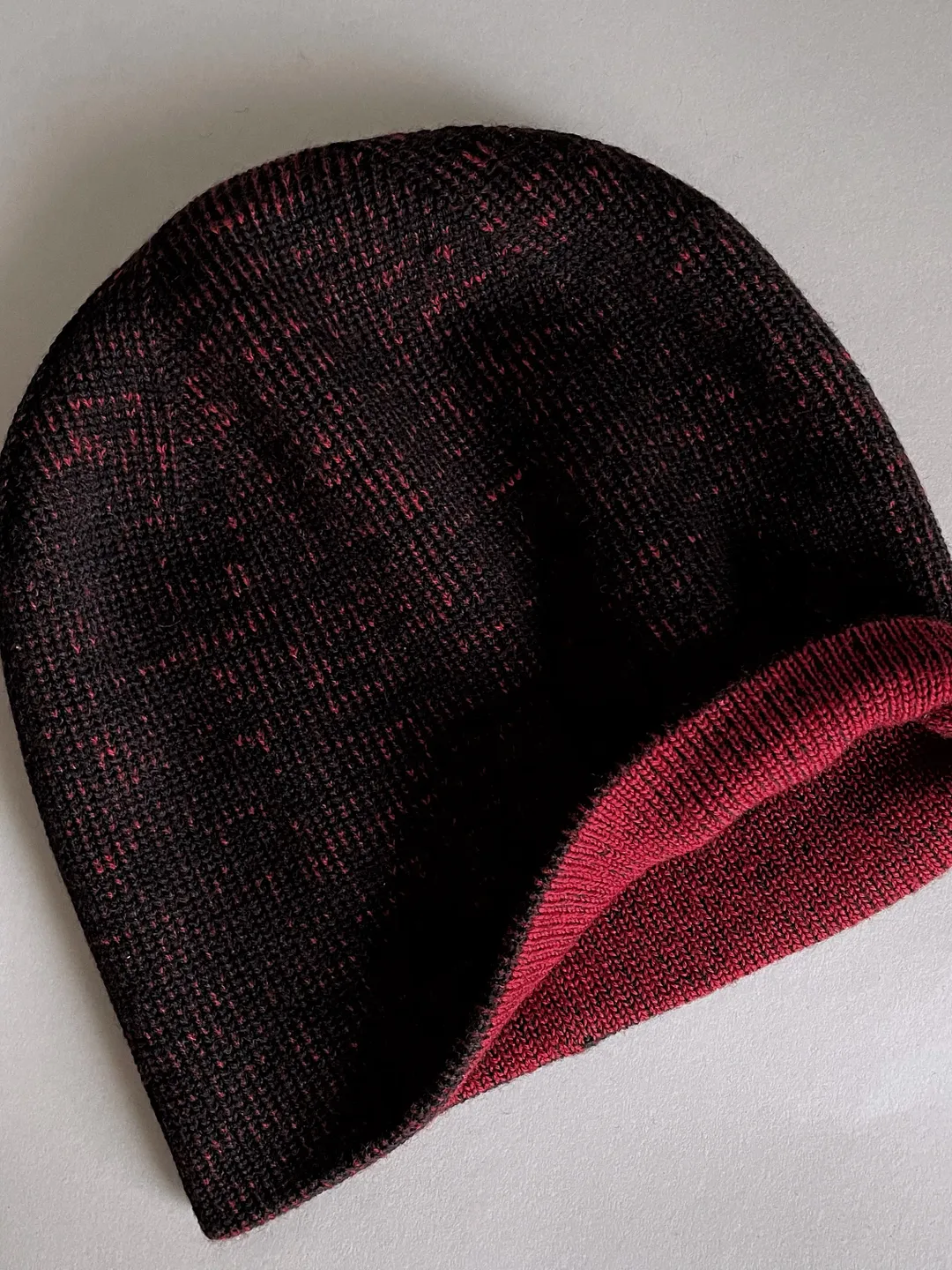 Winter beanie, Double sided hat, Red hat, Black hat