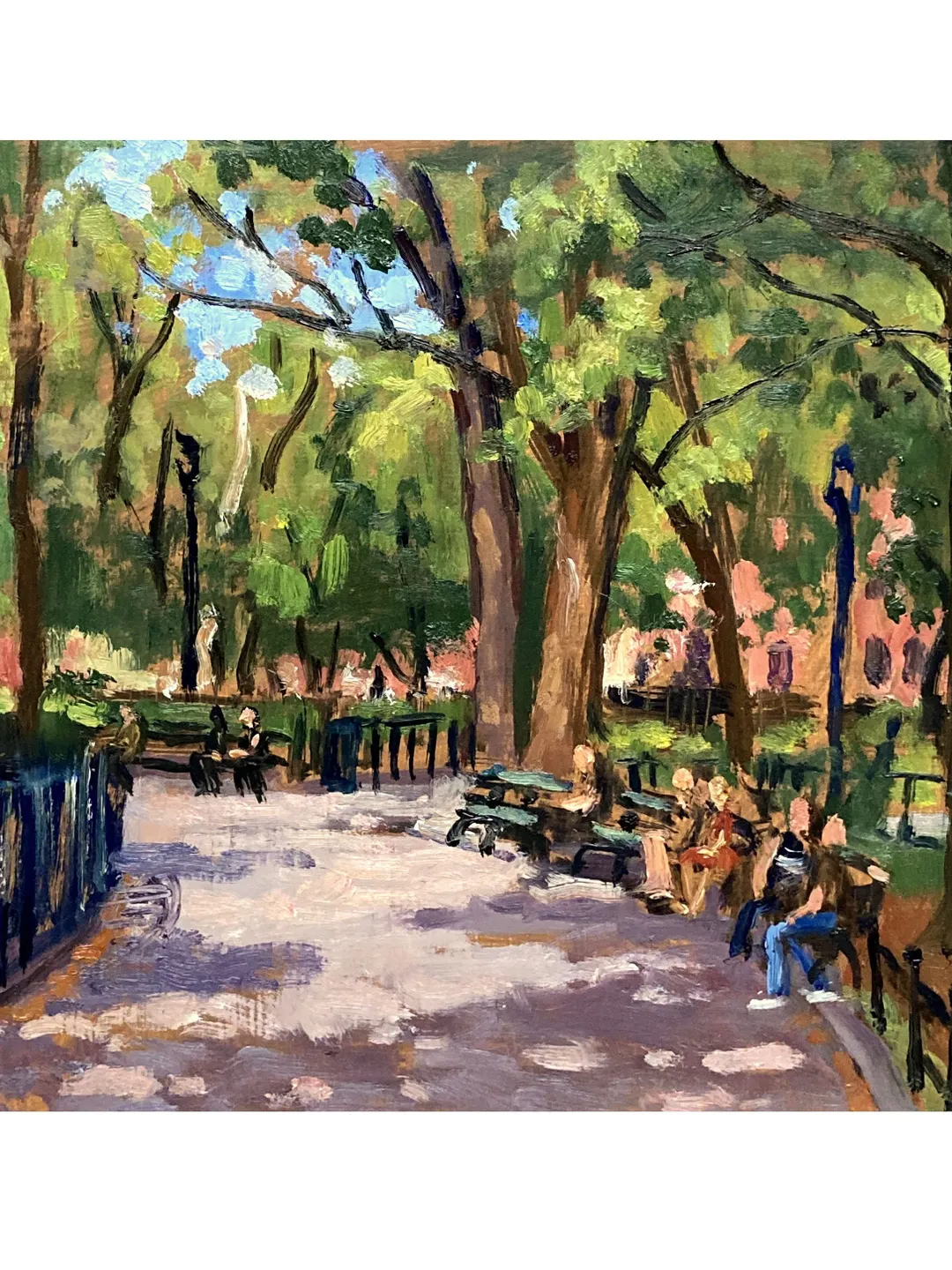 Small Original New York Cityscape Painting - From Tompkins Square Park ...