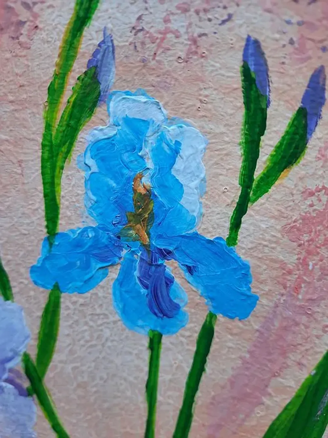 Irises bouquet original painting Blue irises art Abstract flowers artwork