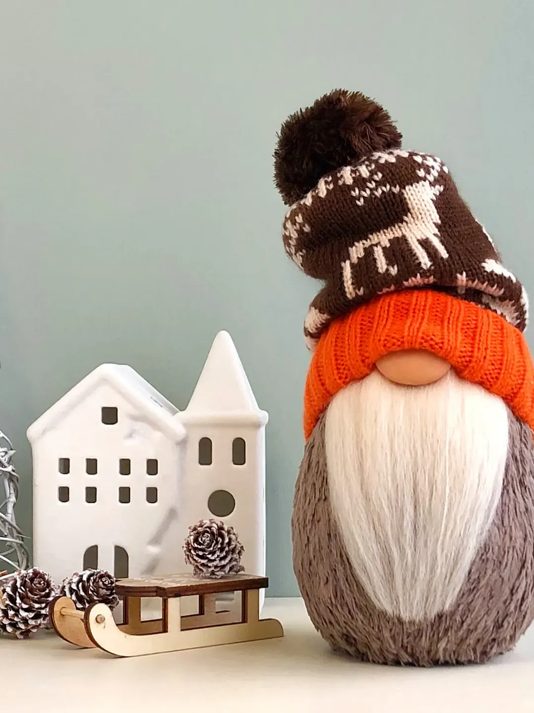 Christmas gnome with Slouchy hat, Holiday gnome decor