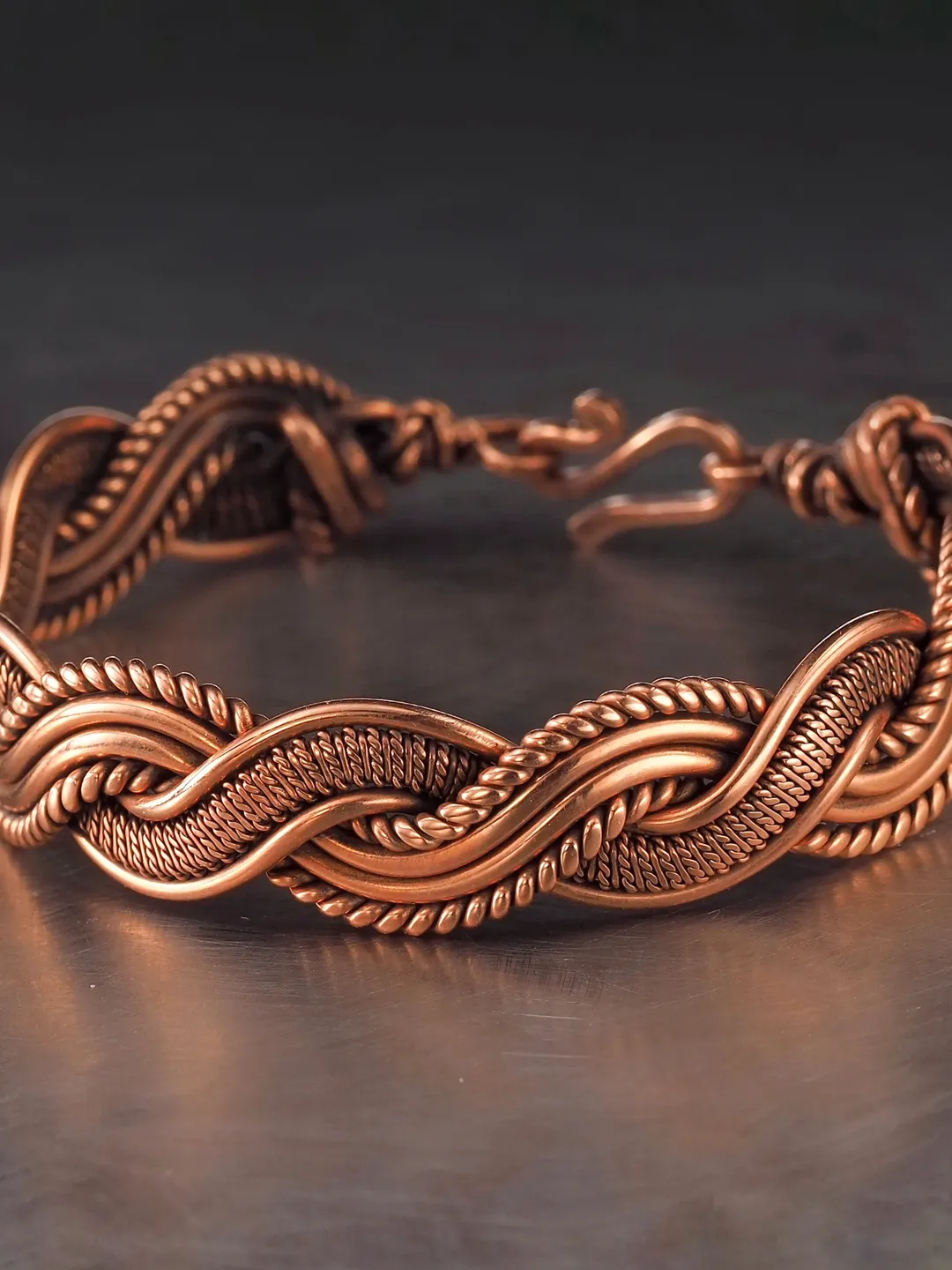 Copper wire wrapped bracelet Unique antique style Woven wire bangle 7th ...
