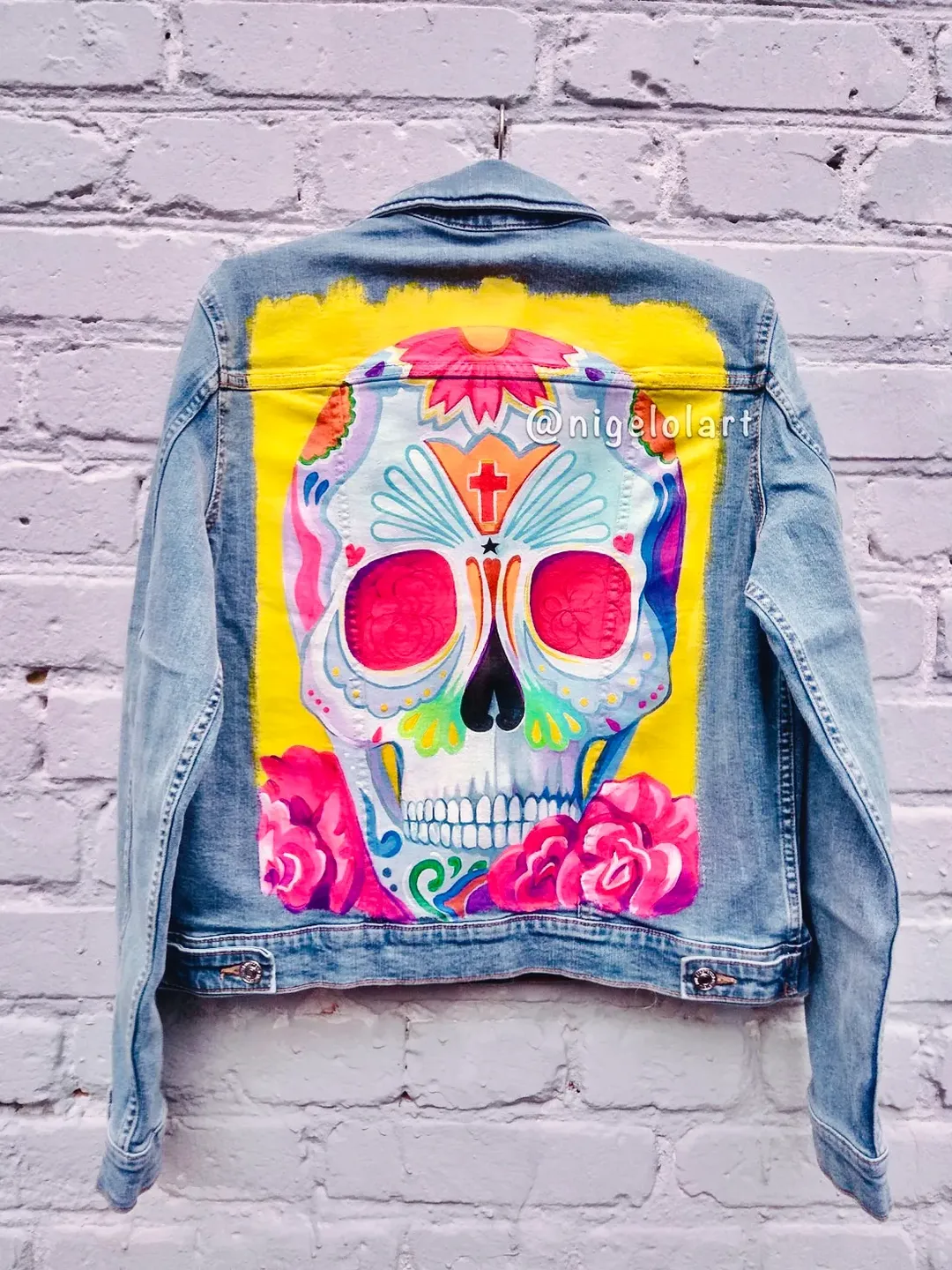 Painted denim jacket skull death's head Jeans jacket Personalized jacket