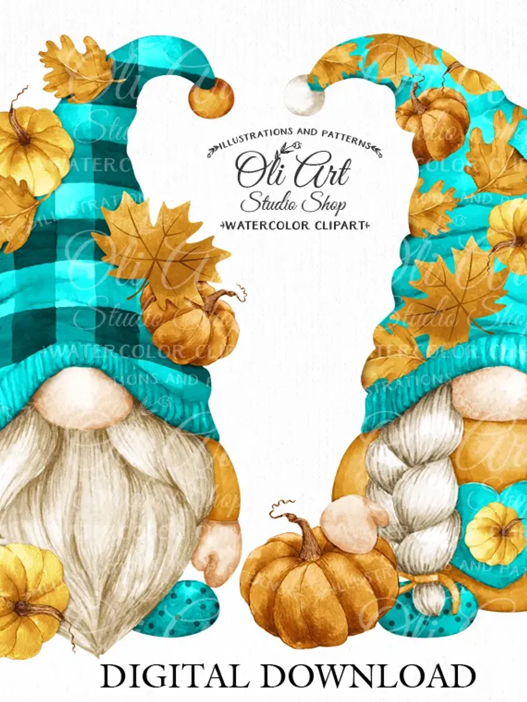 Fall gnomes clipart PNG, Autumn pumpkins, cute characters, hand drawn ...