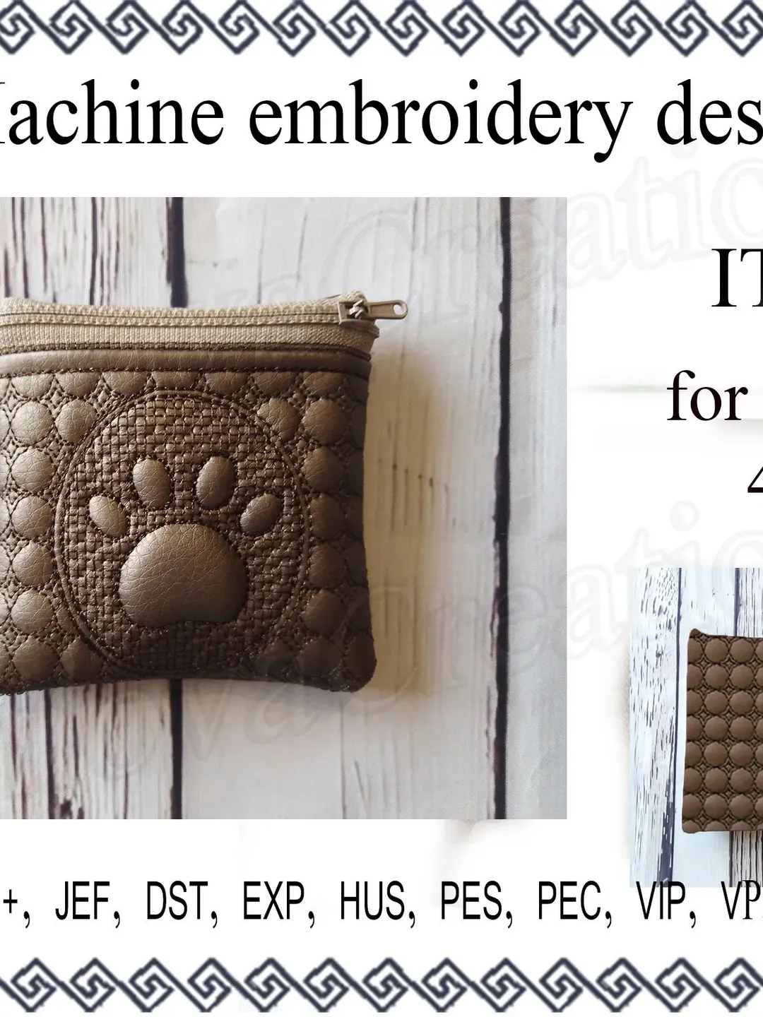 In the hoop Embroidery design Keyfob for dog with pocket