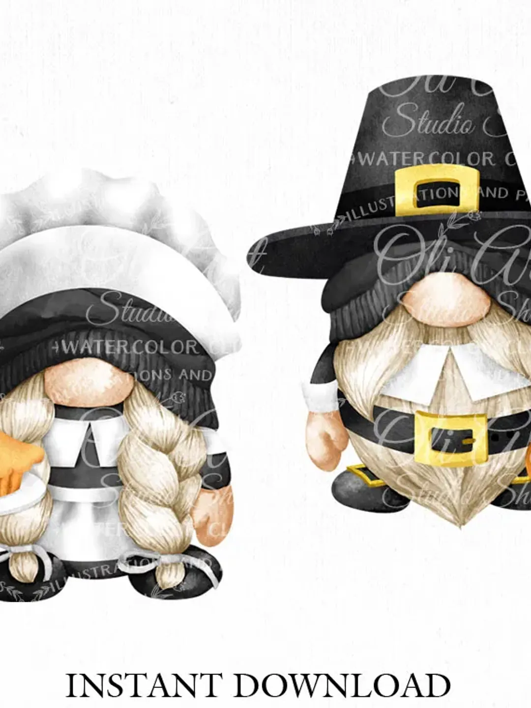 Thanksgiving Day. Turkey and gnomes clipart. Fall. Clip art png