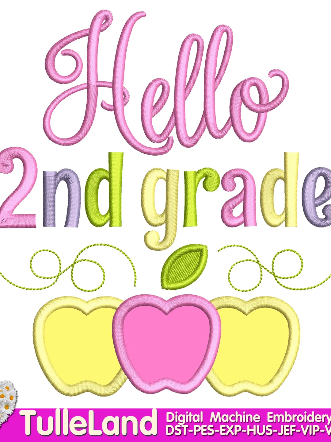 Hello 2nd Grade Back To School Hello Second Grade School Apple Girl ...