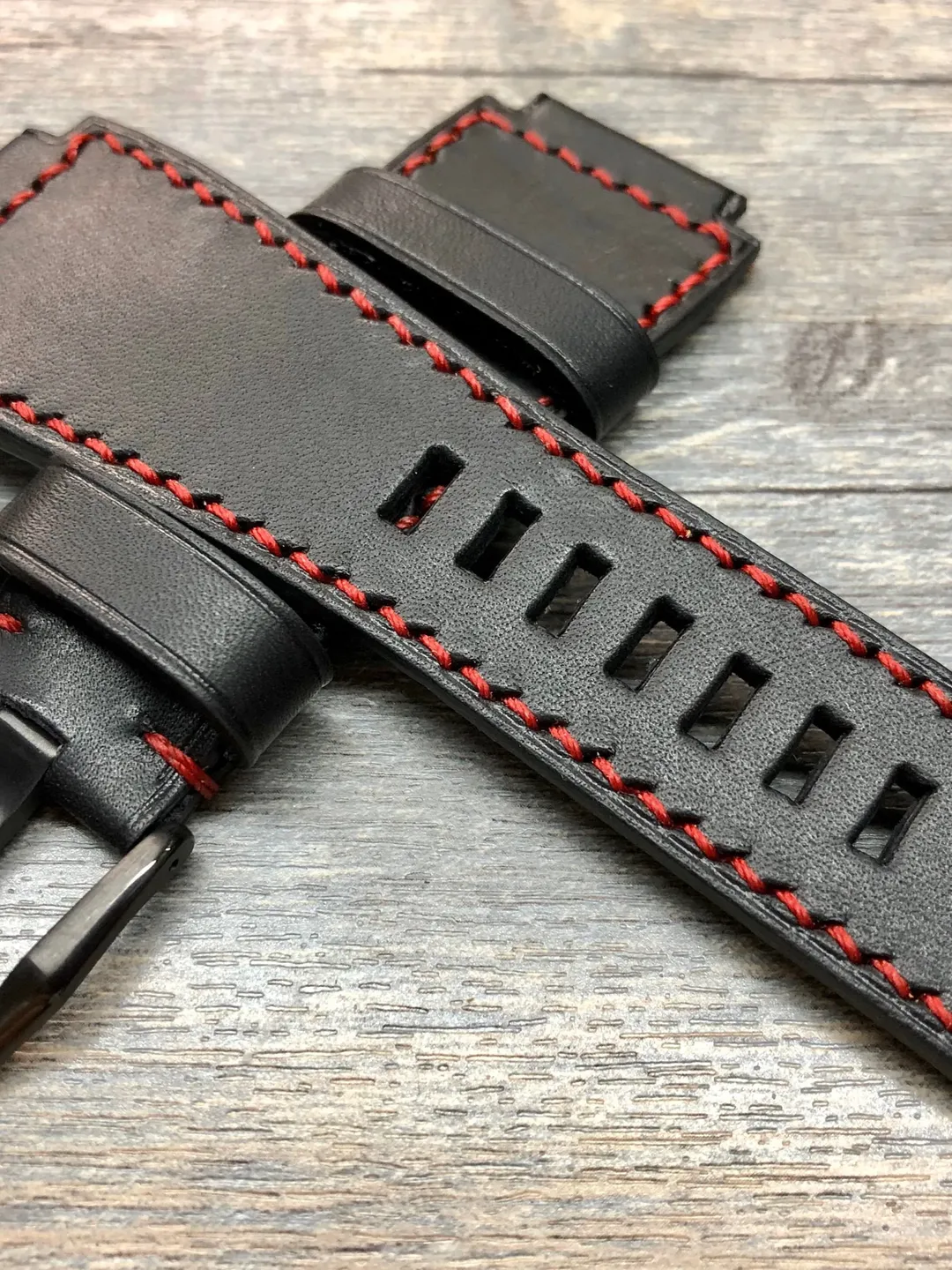 Distress Black Genuine Leather Wrist watch band, Customise Leather ...