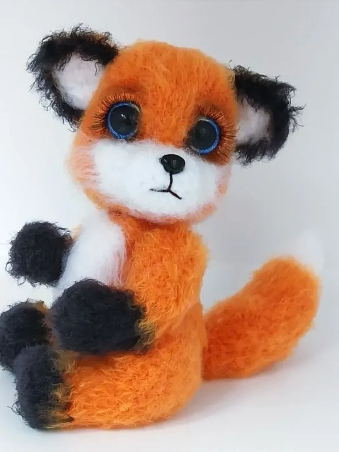 Plush toy small fluffy fox, cute vintage style stuffed fox, handmade ...