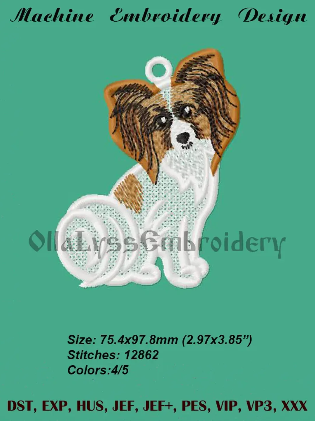 Papillon Dog FSL embroidery design