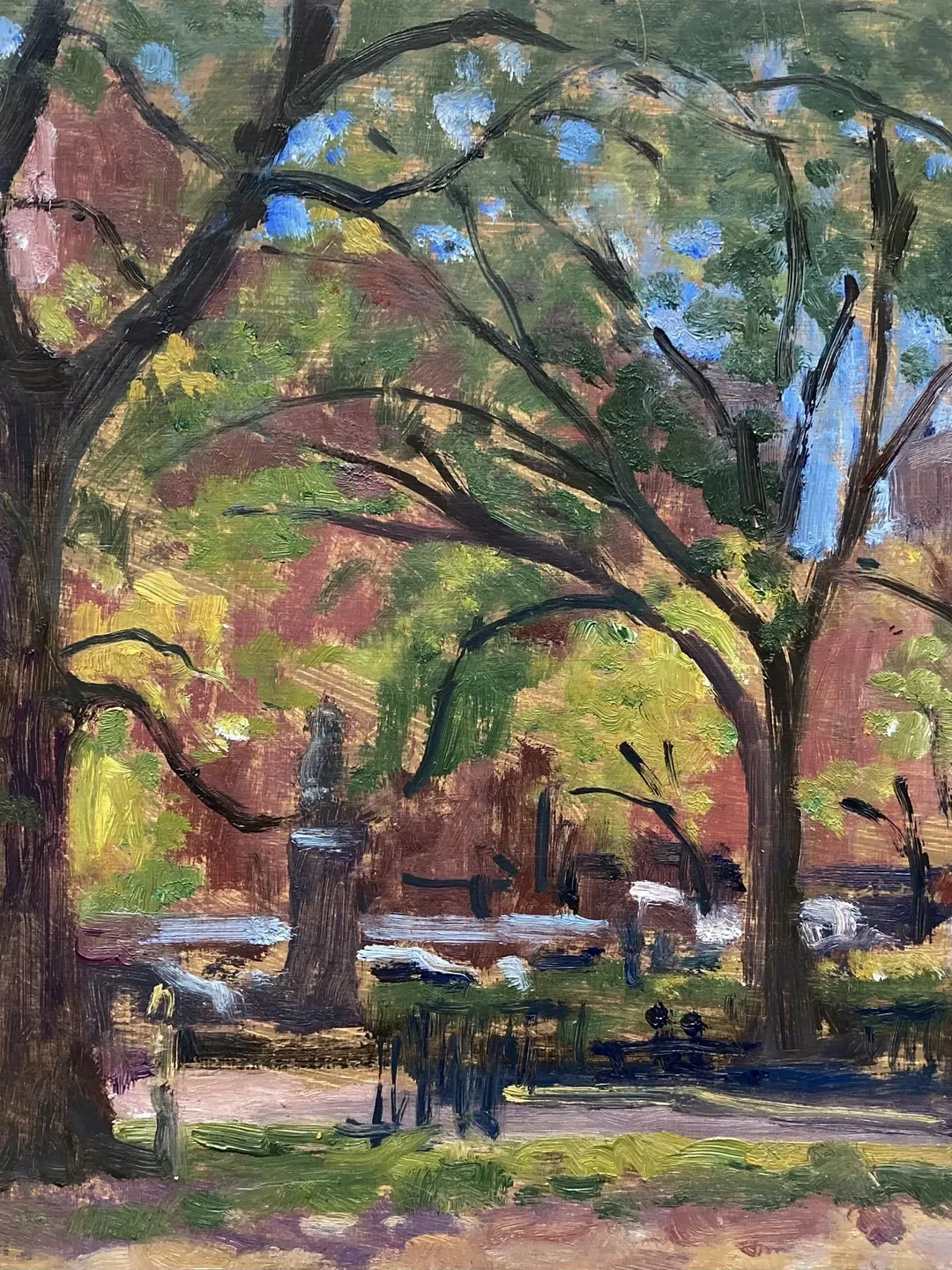 Original 9x12 New York Cityscape Painting - From Tompkins Square Park ...