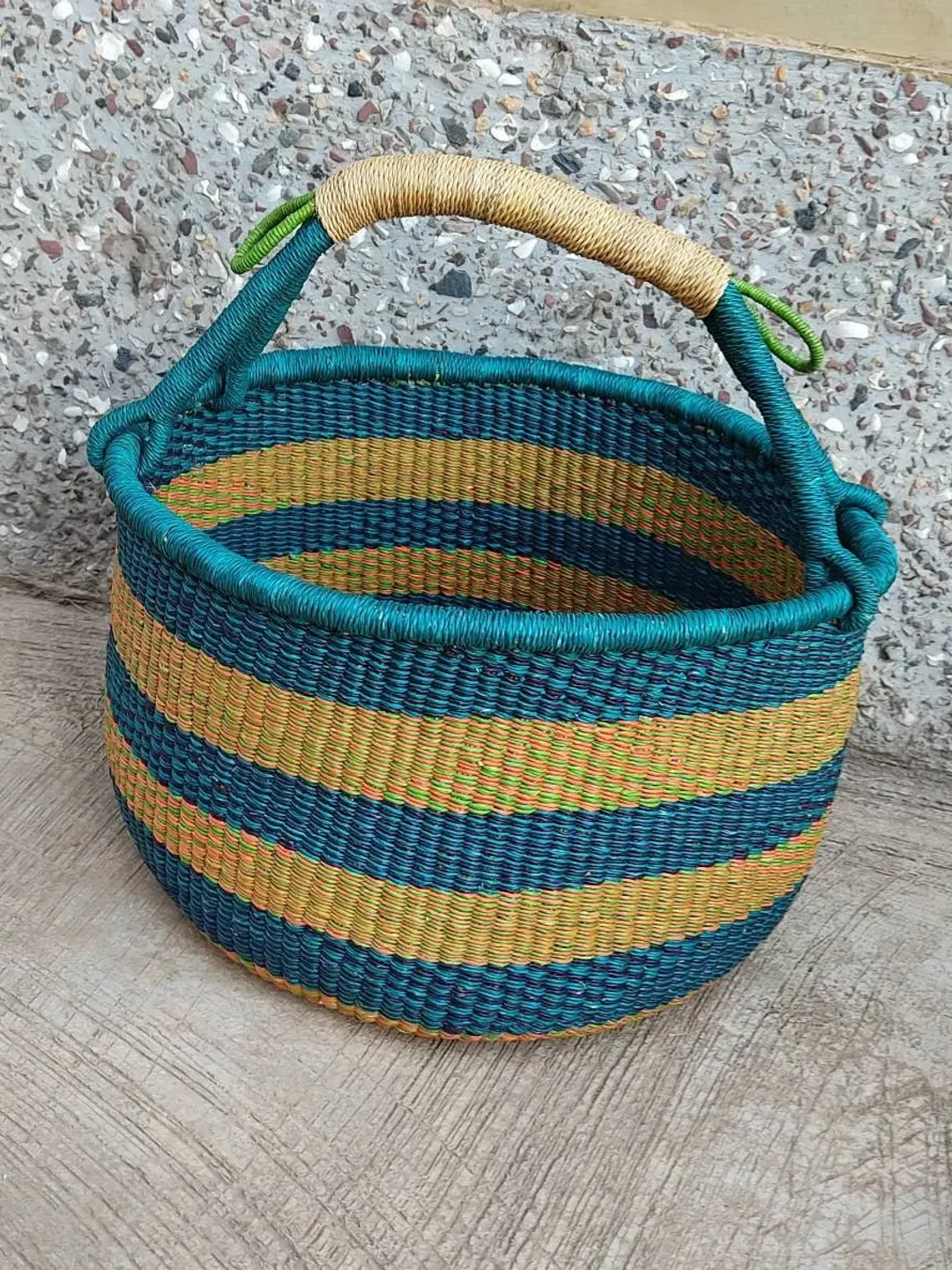 Large Round Bolga Market Basket