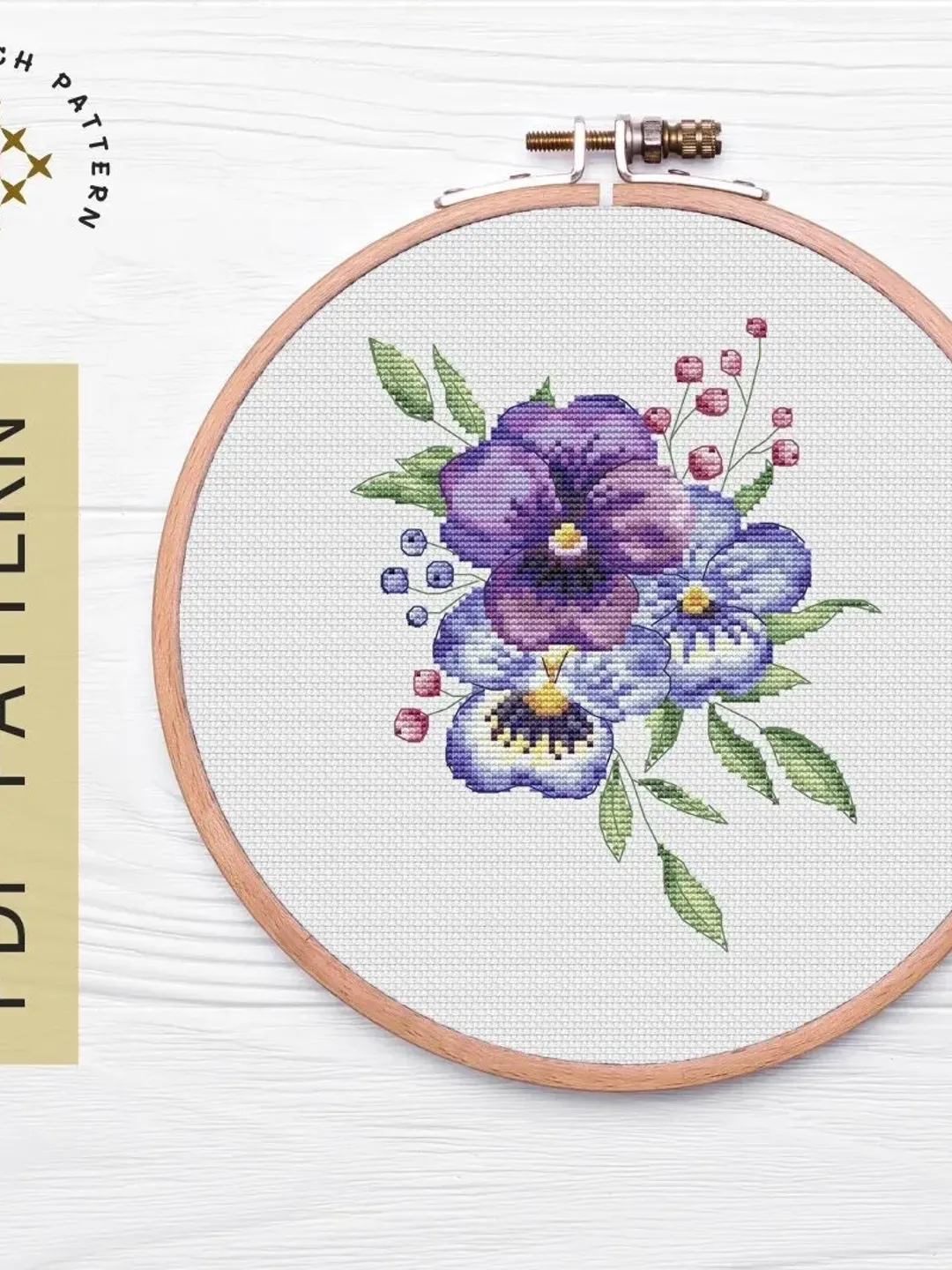 Pansies Cross Stitch Pattern PDF, Pansy Cross Stitch Pattern, Spring ...