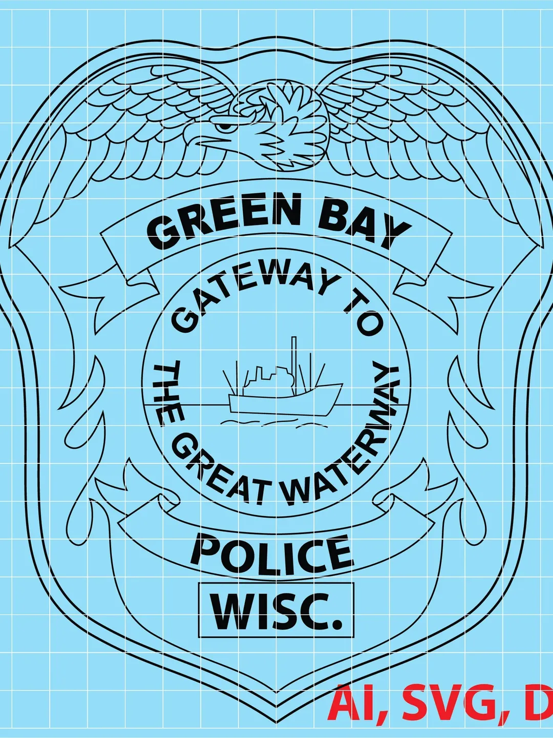 Wisconsin Green Bay Police Badge, Logo, Seal, Custom, Ai, Vector, SVG ...
