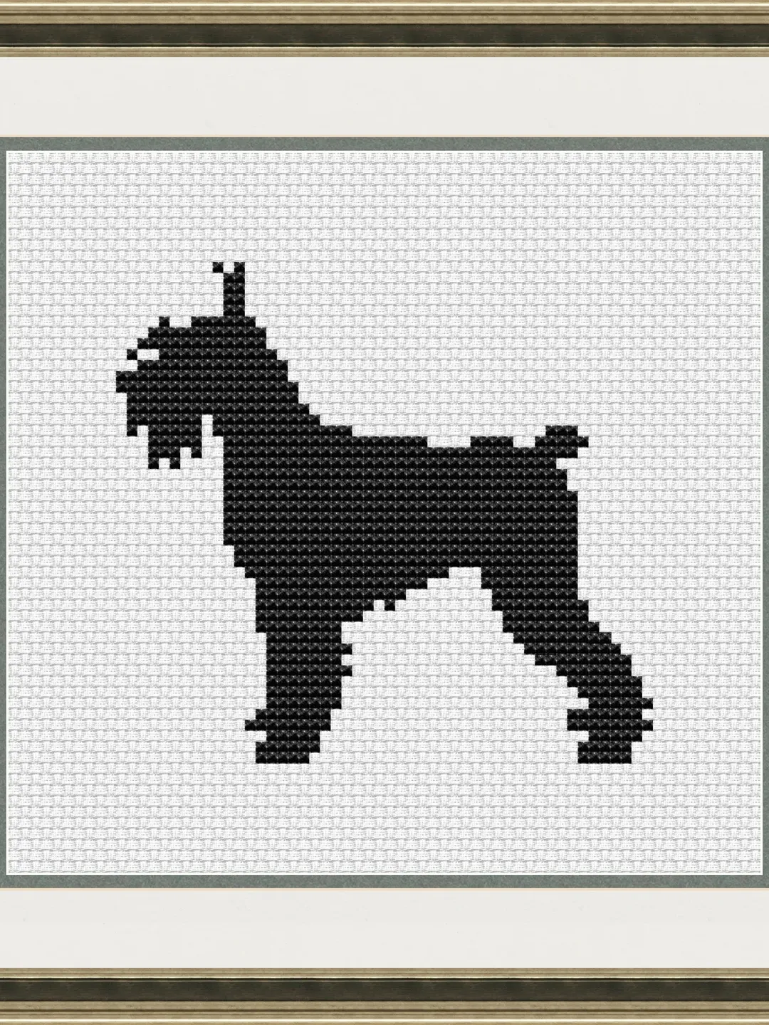 Schnauzer cross stitch pattern PDF, Silhouette Dog cross stitch design ...