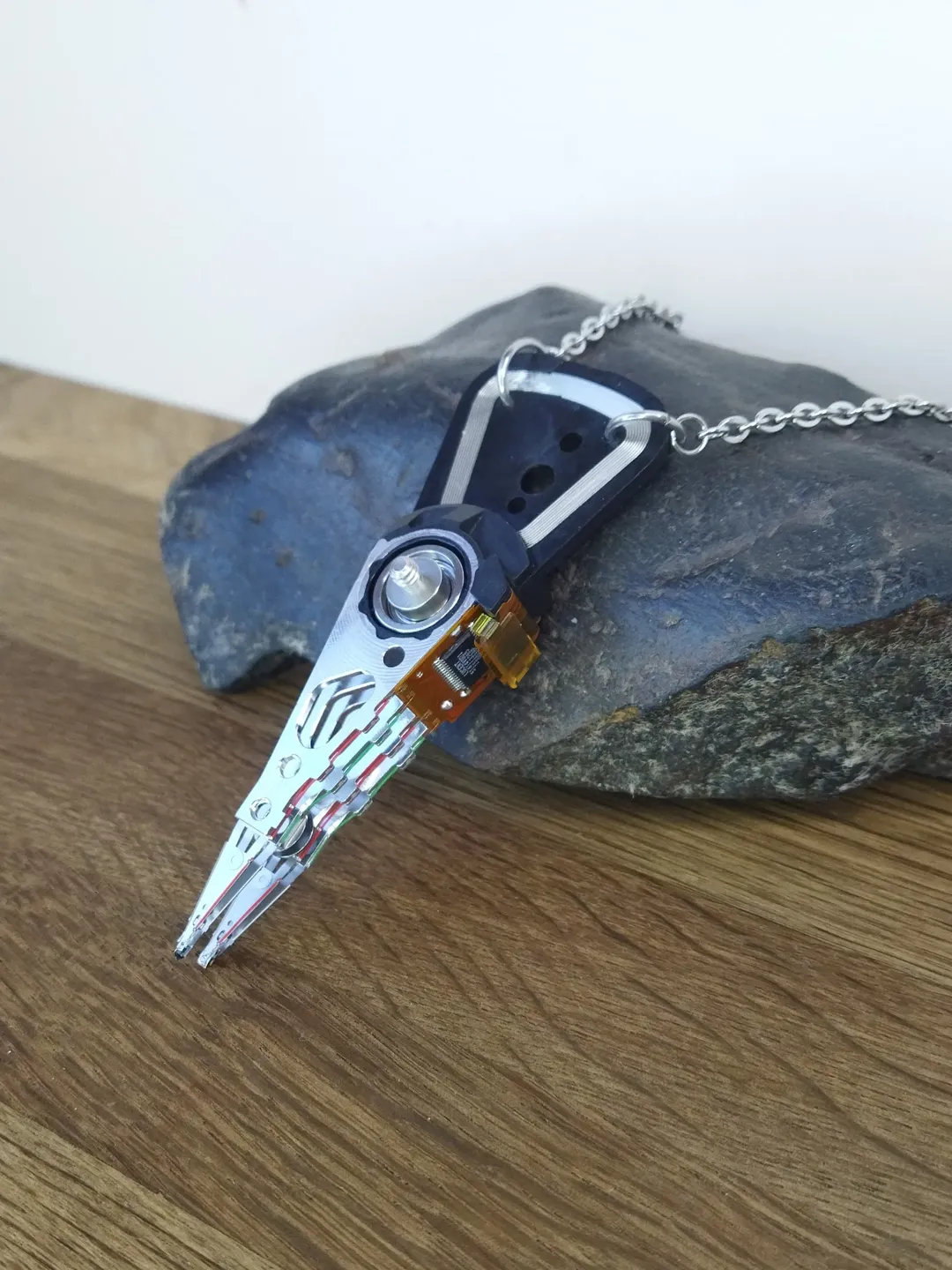Cyberpunk necklace OOAK Cybertech pendant with chain Computer science ...