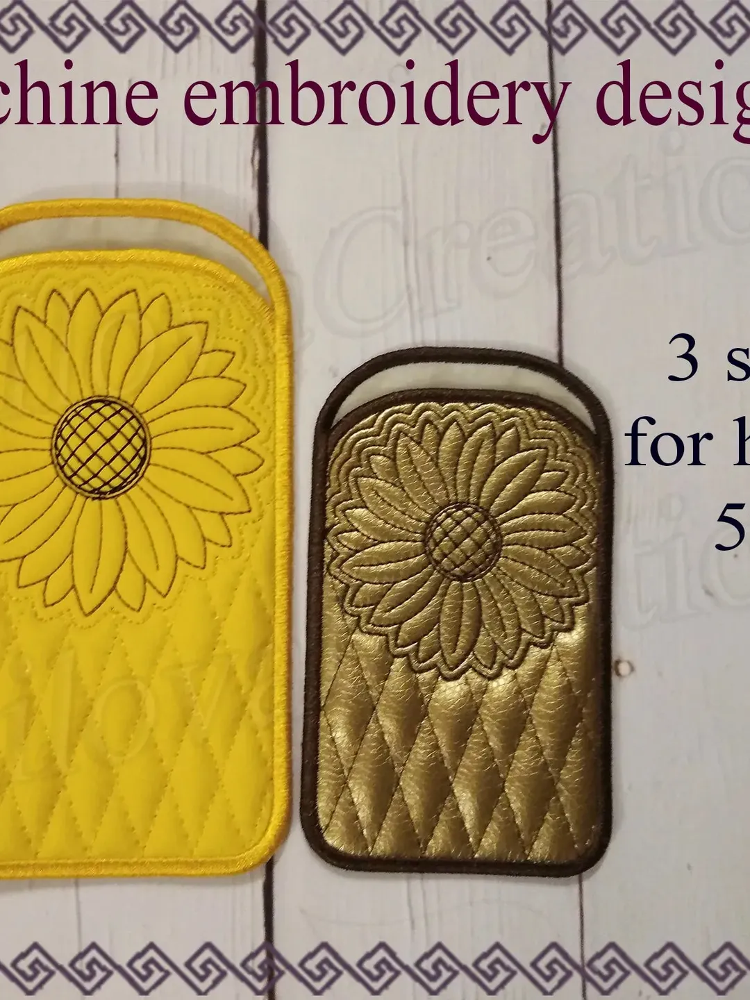 In the hoop flower card case Machine embroidery design