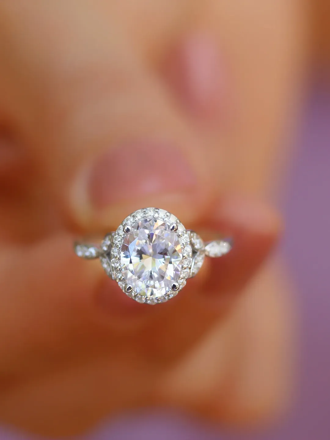 OVAL SOLITAIRE RING | 1.5 Ct Oval Cut Moissanite Diamond Ring | Halo ...