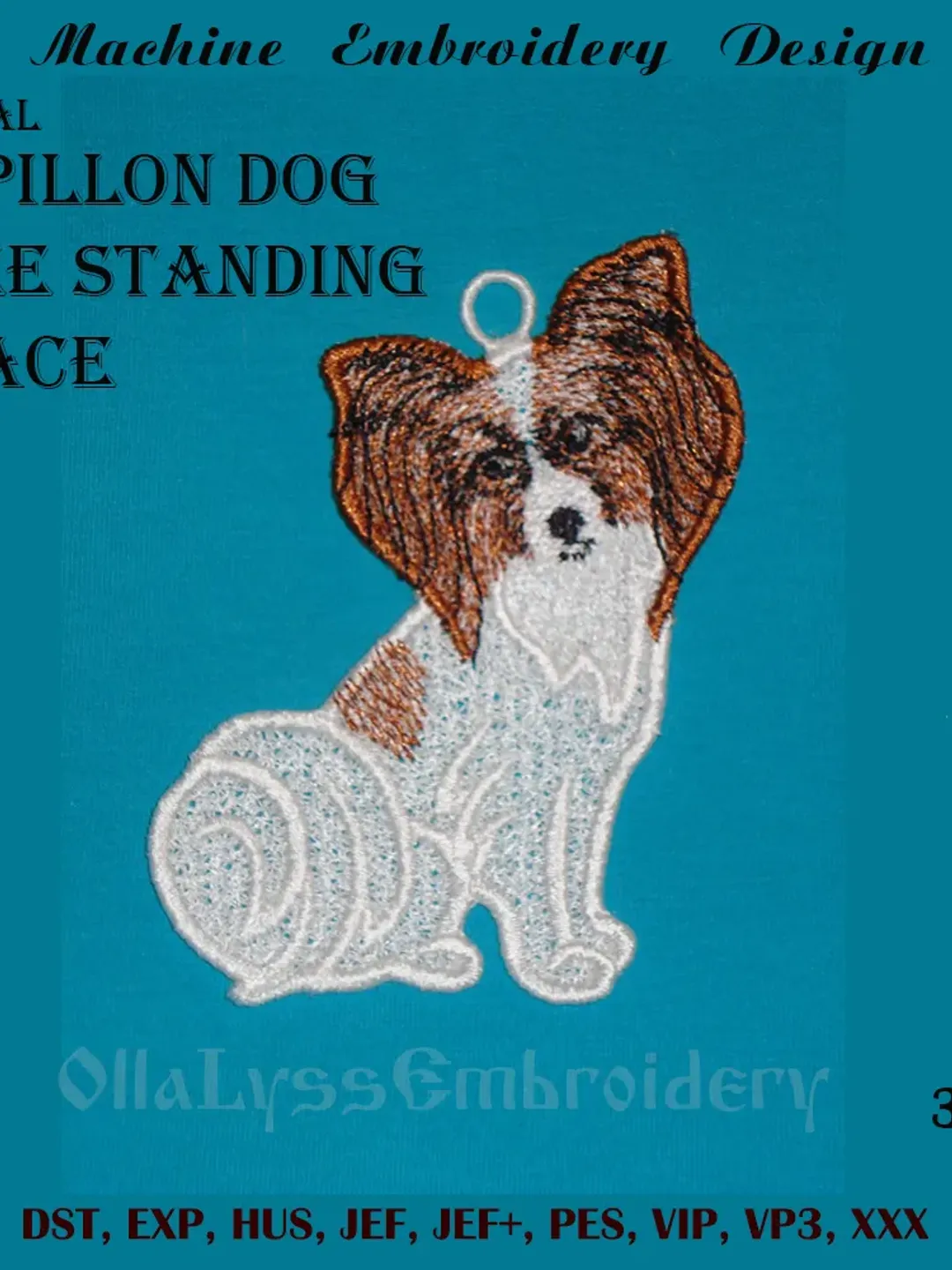 Papillon Dog FSL embroidery design