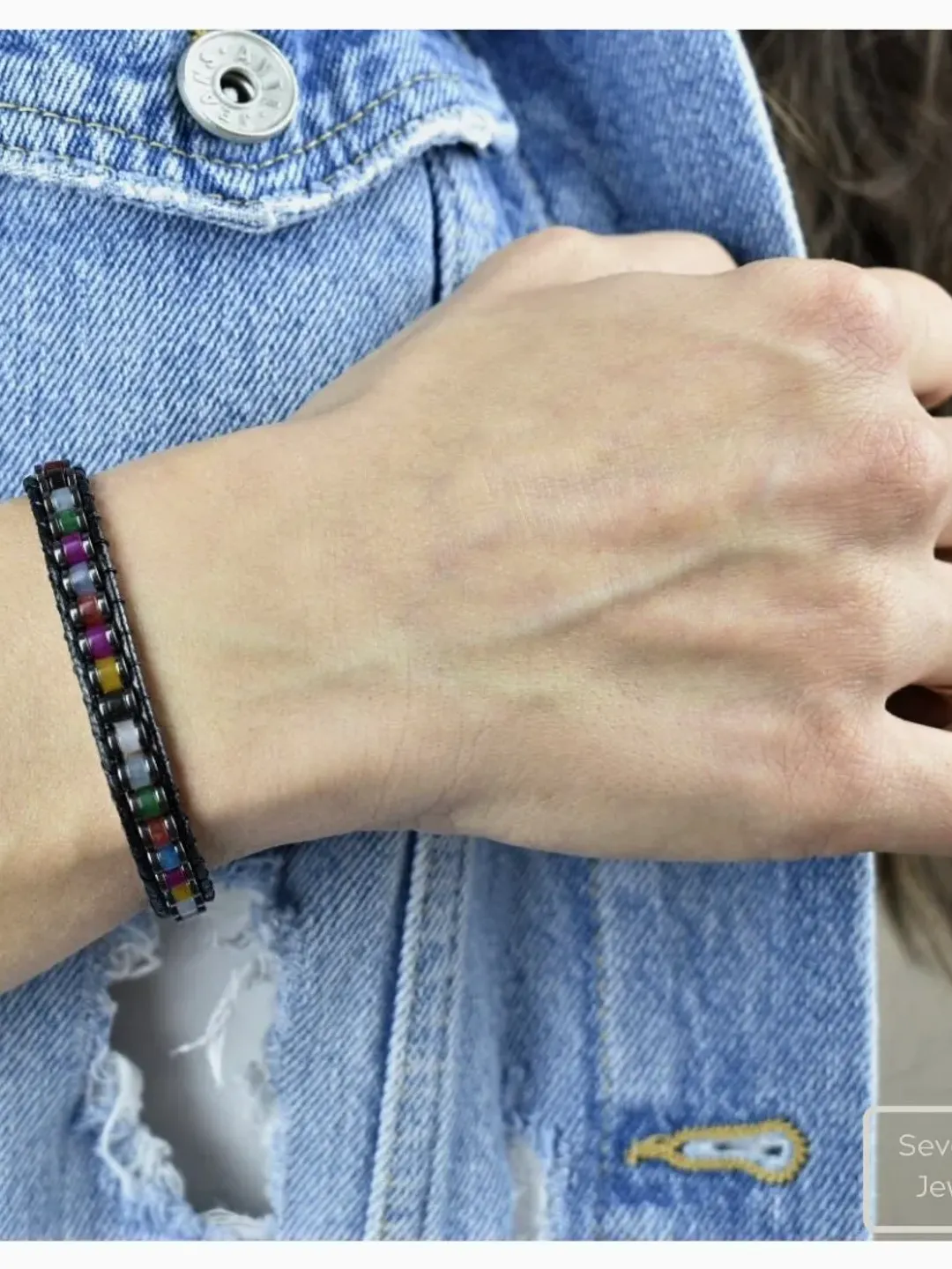 Natural Mixcolor Quartz Bracelet, Hematite Gemstone, Slim Design Arm ...