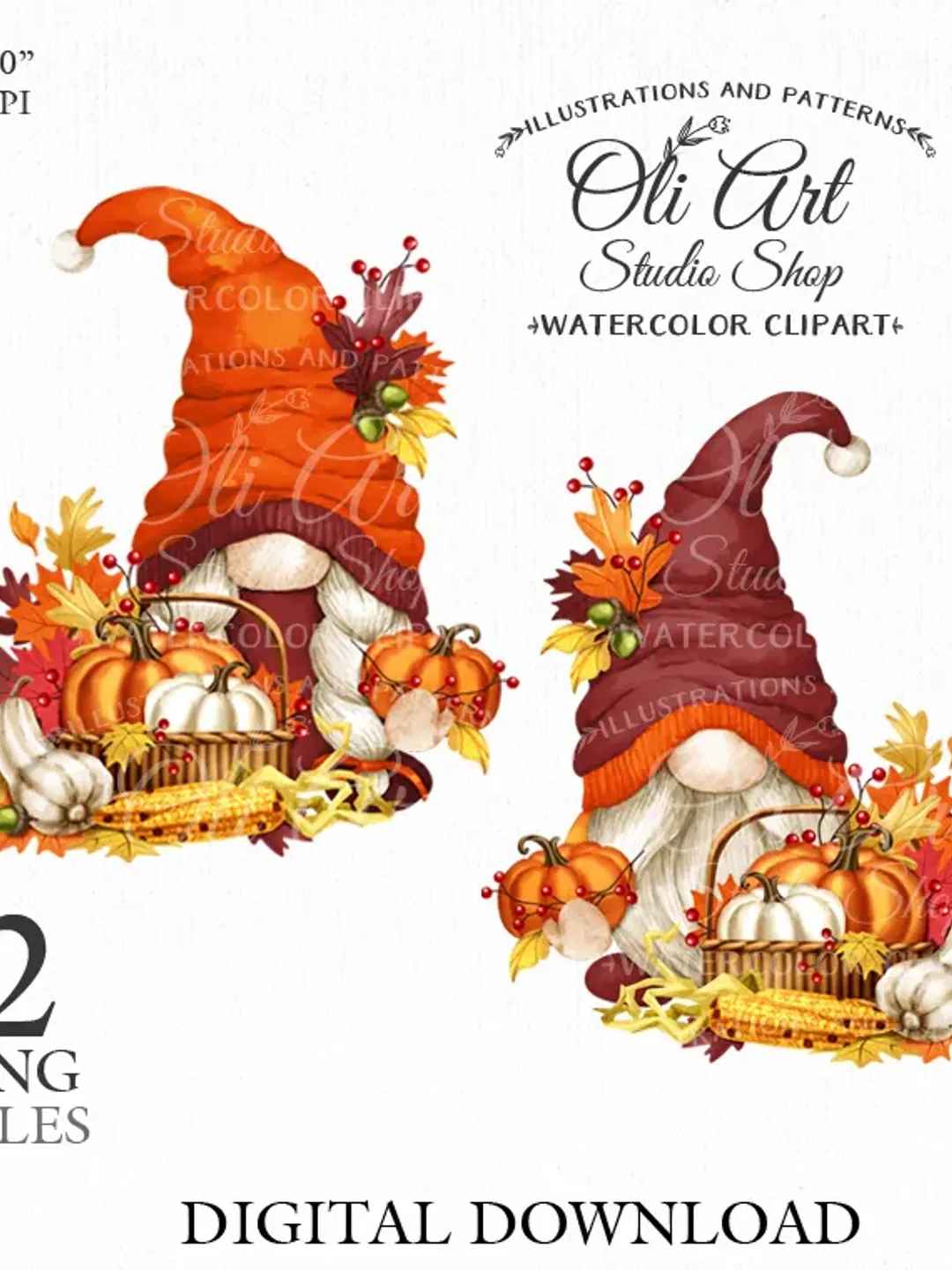 Fall gnomes clip art. Autumn gnome with an umbrella. Autumn leaves ...