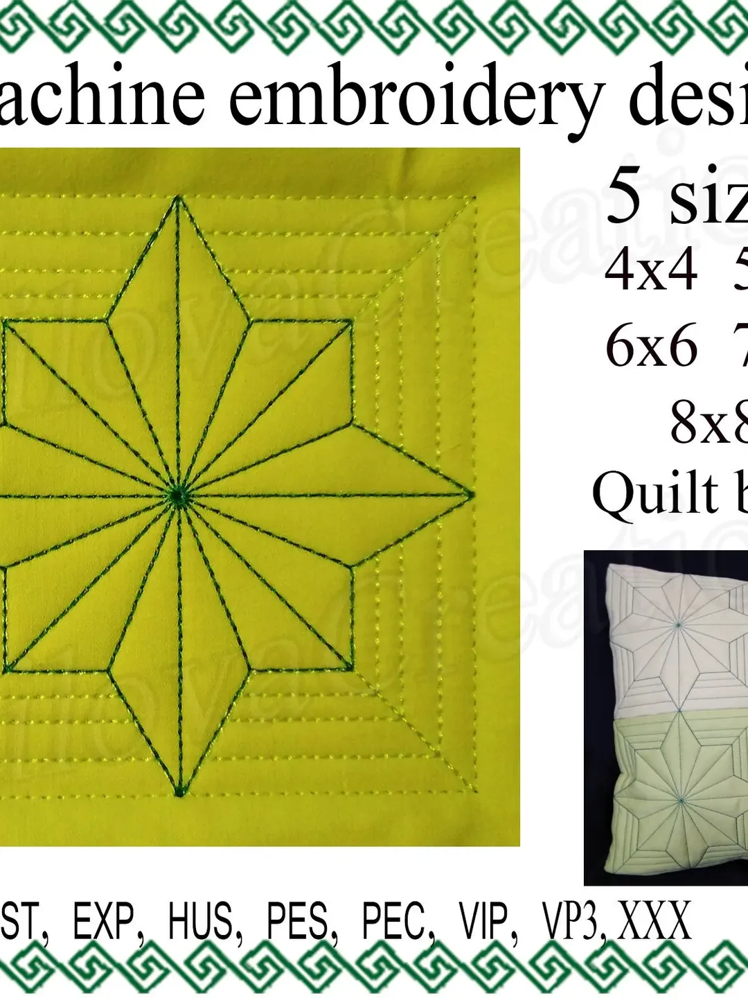 Quilt Block 35 Quilting with floral plant patterns Machine Embroidery ...