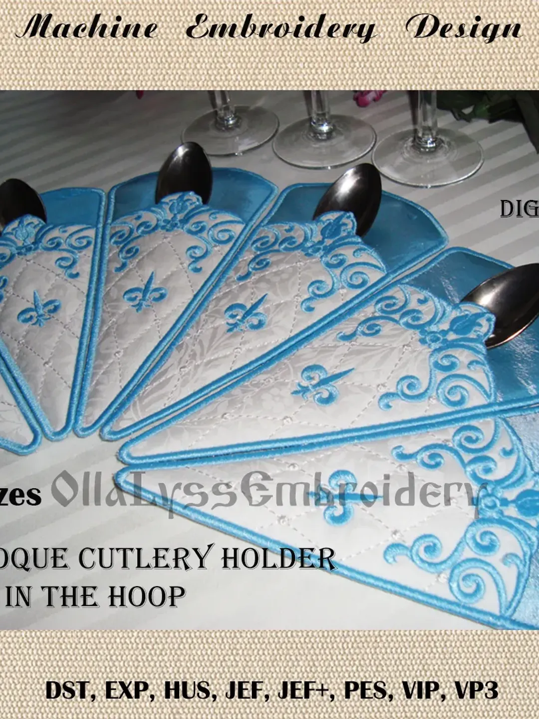 Baroque monogram frame embroidery design