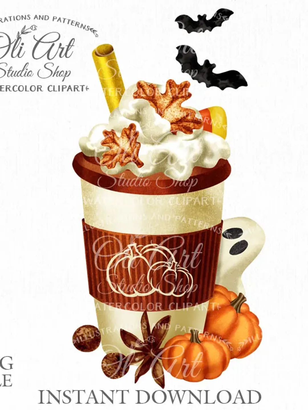 Halloween Pumpkin Spice Latte. Fall coffee PNG. Pumpkin drinks. Design ...