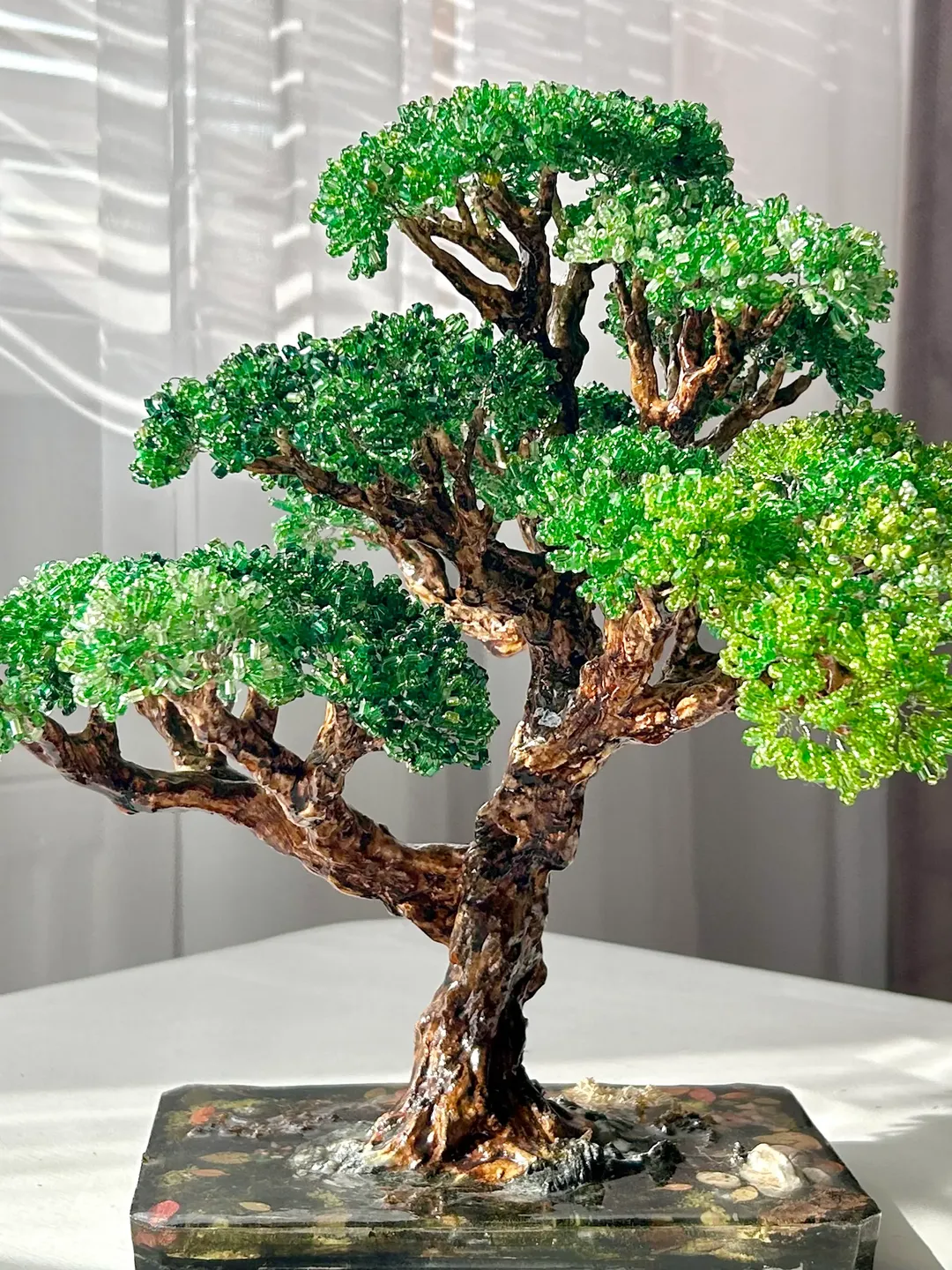 Handmade artificial beaded bonsai tree red | realistic fake plant ...