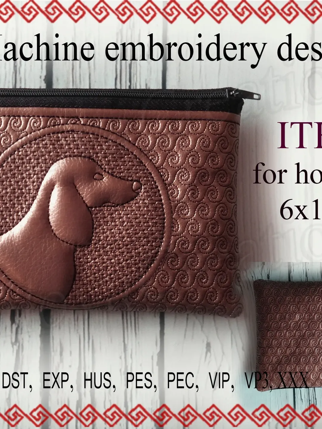 In the hoop Embroidery design Keyfob for dog with pocket