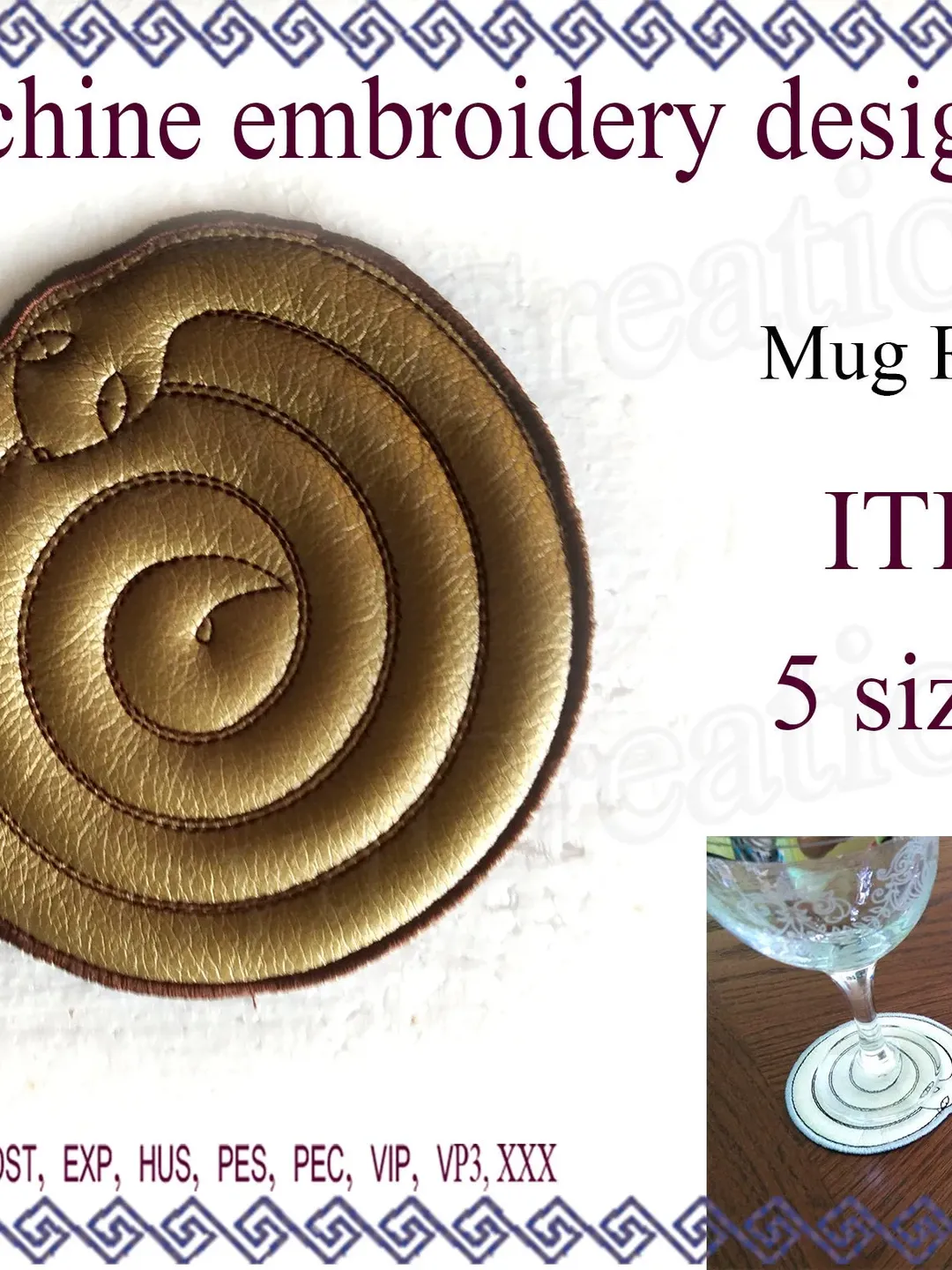 In the hoop embroidery design stand mug rug, plates, lunchmat