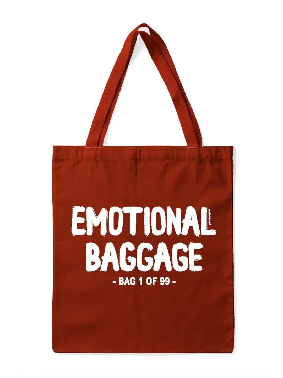 Emotional baggage tote bag in rust colour is a great emotional gift for ...
