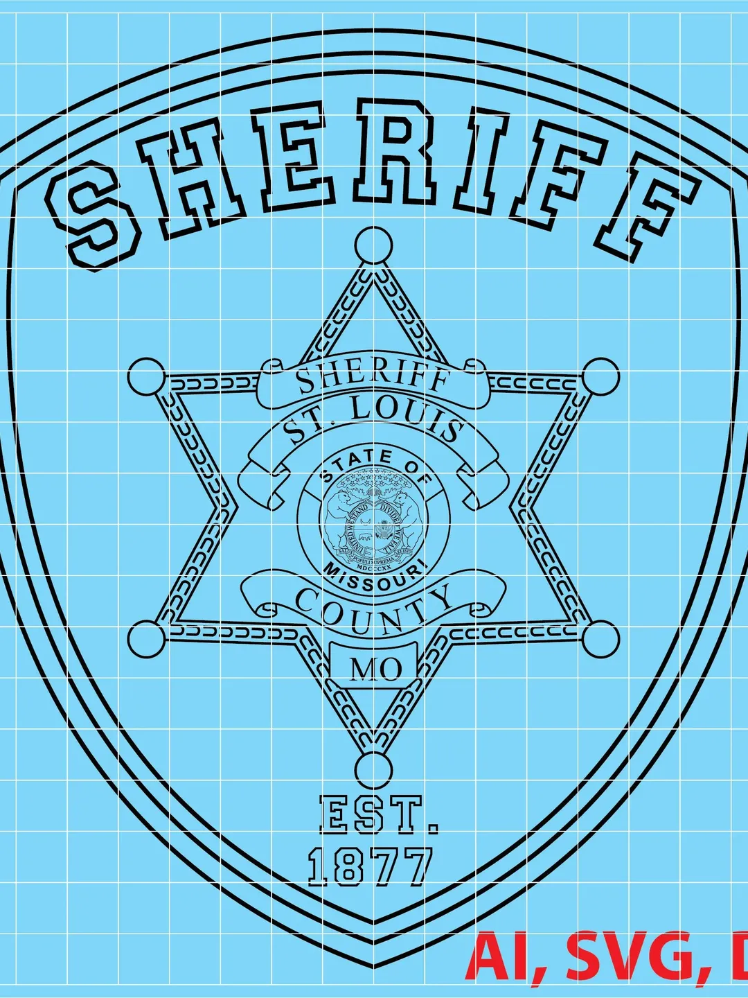 State of Missouri S T. Louis County Sheriff Badge, Logo, Seal, Custom ...
