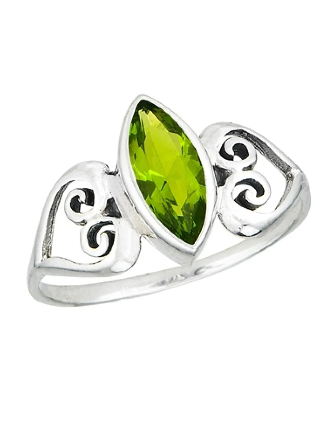 Sterling Silver Celtic Heart Ring with Synthetic Peridot, Irish Ring ...