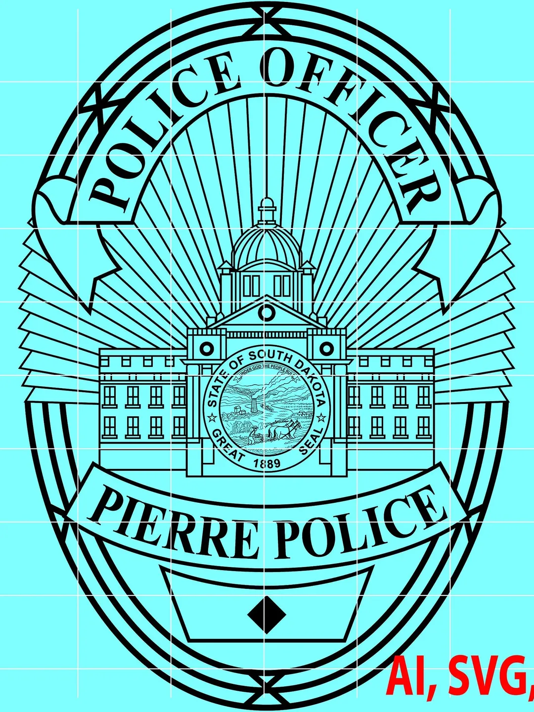 Police Badge, State of South Dakota Pierre Police Officer Badge, Logo ...