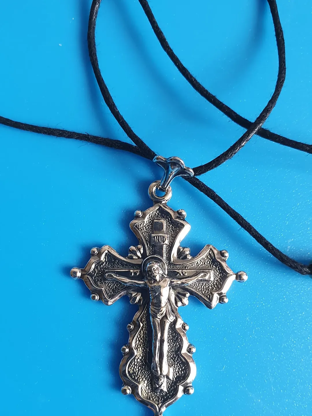 Orthodox blessed cross crucifix made of silver 925 Let God arise prayer ...