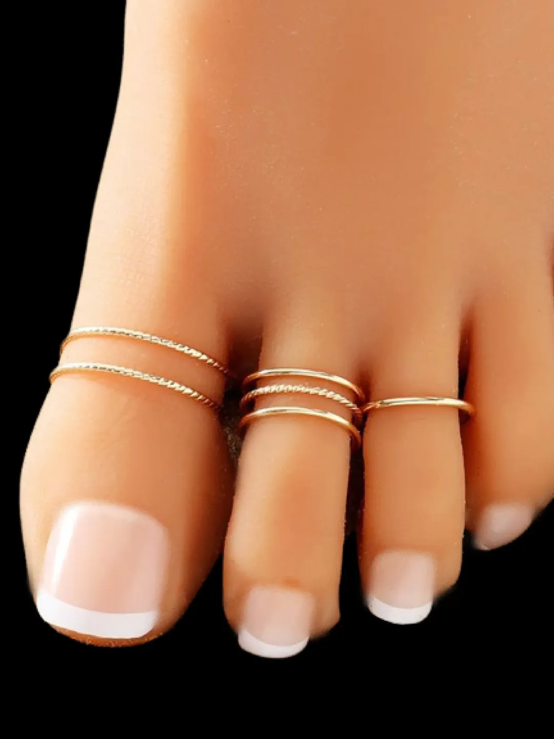 Gold Toe Rings for The Big Toe Ring for Women Non Tarnish 14K Gold Filled 4 Ring Set Waterproof Real 14K Adjustable Toe Rings toerings