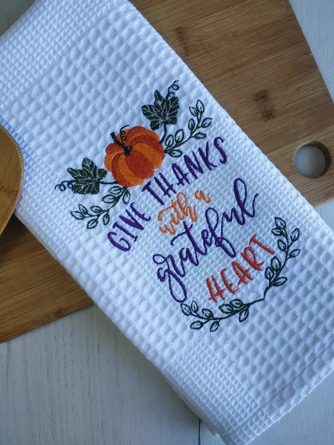 Fall towel, waffle towel, embroidered kitchen towels, kitchen towels ...