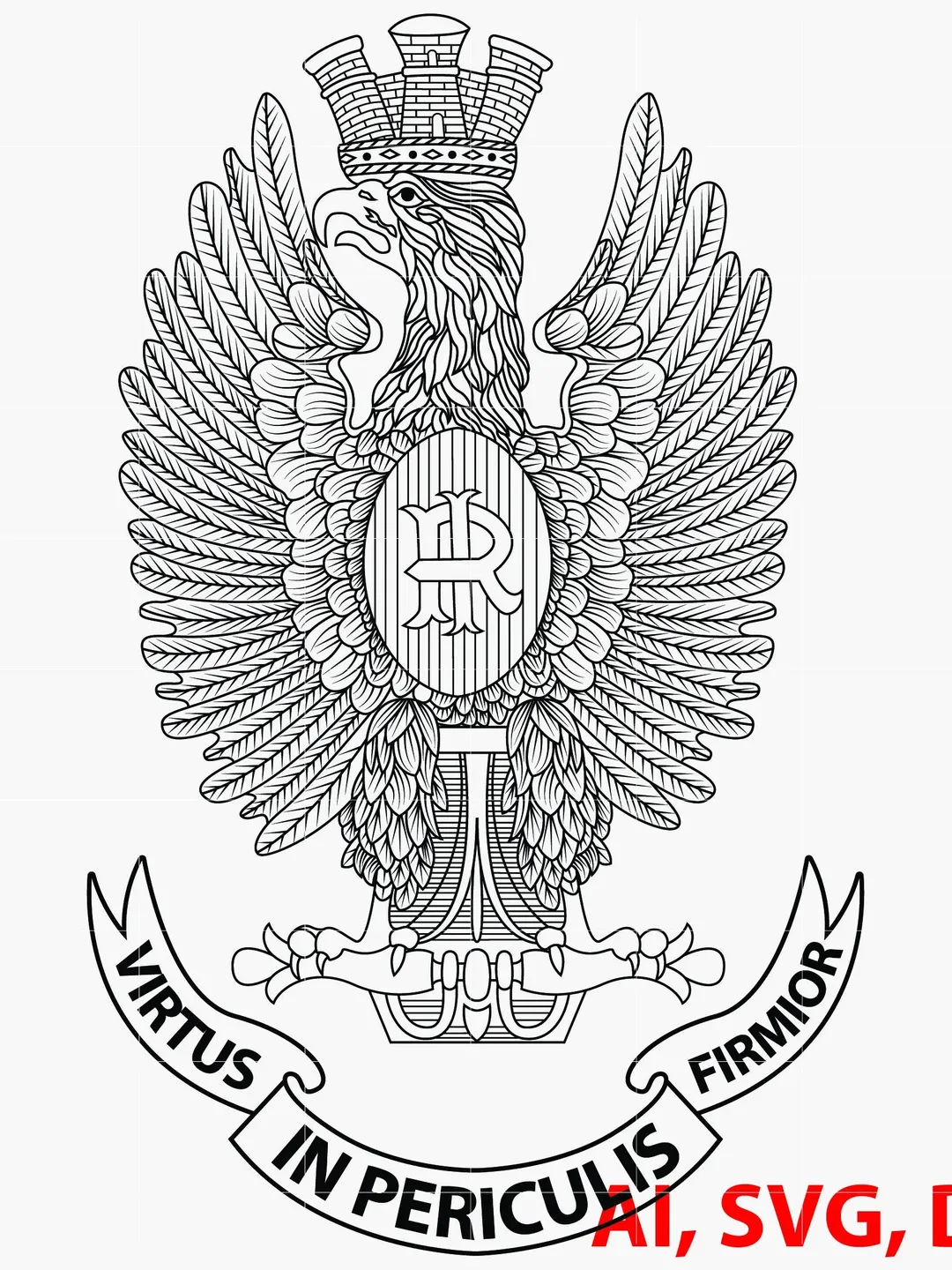 Virtus In Periculis Firmior Badge, Logo, Seal, Custom, Ai, Vector, SVG ...
