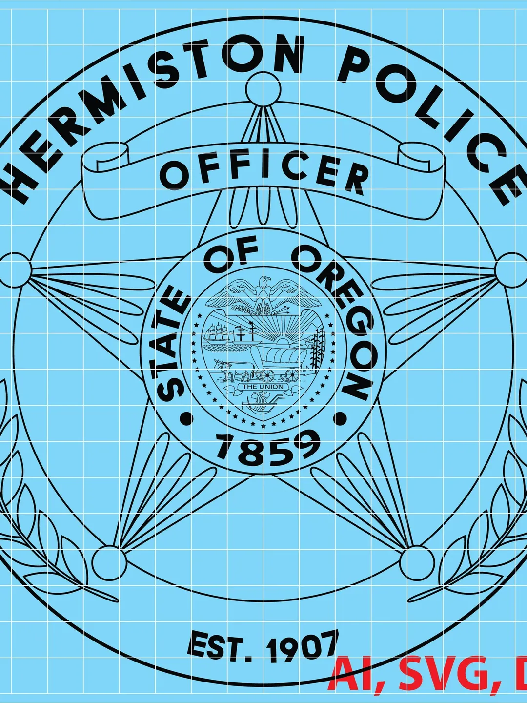 State of Oregon Hermiston Police Logo, Seal, Badge, Custom, Ai, Vector ...