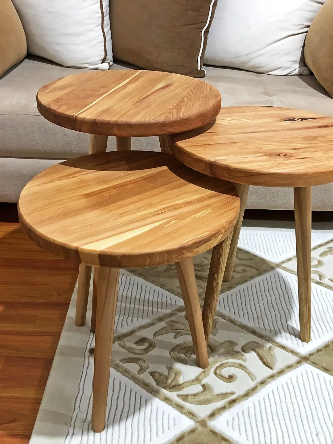 Round Wooden Juniper Tree Coffee Table End Tables Woodwork Natural Wood ...