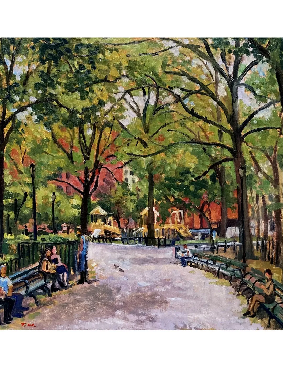 Large New York Cityscape Painting -From Tompkins Sq Park/East Village ...