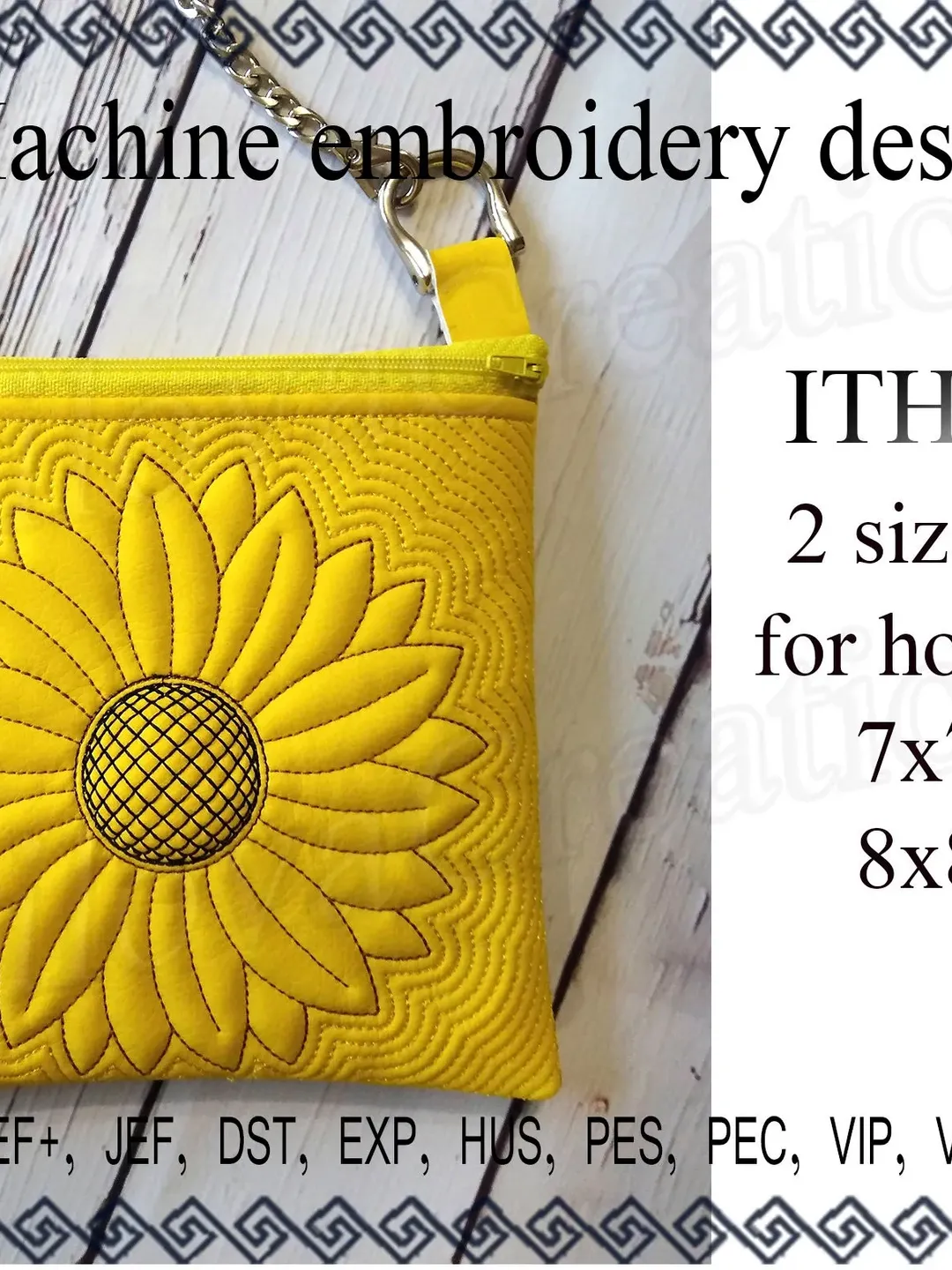 In the hoop embroidery designs Bag Sunflower rhombuses 8x8