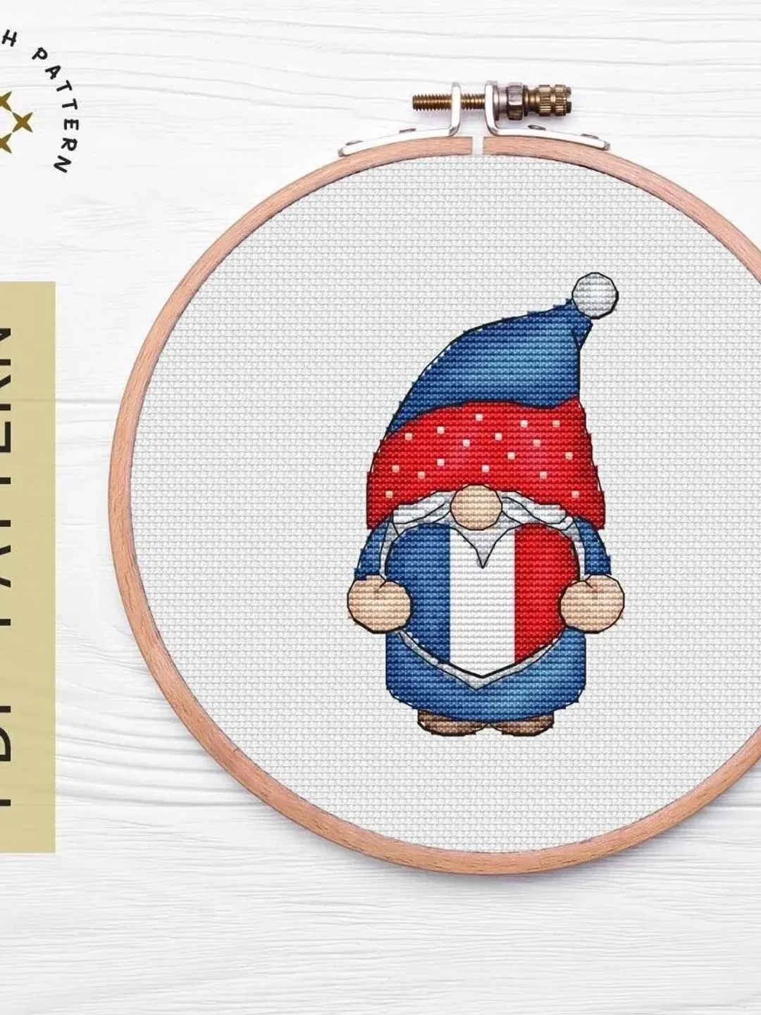 France Cross Stitch Pattern, Pattern France Embroidery, Gnome Cross ...