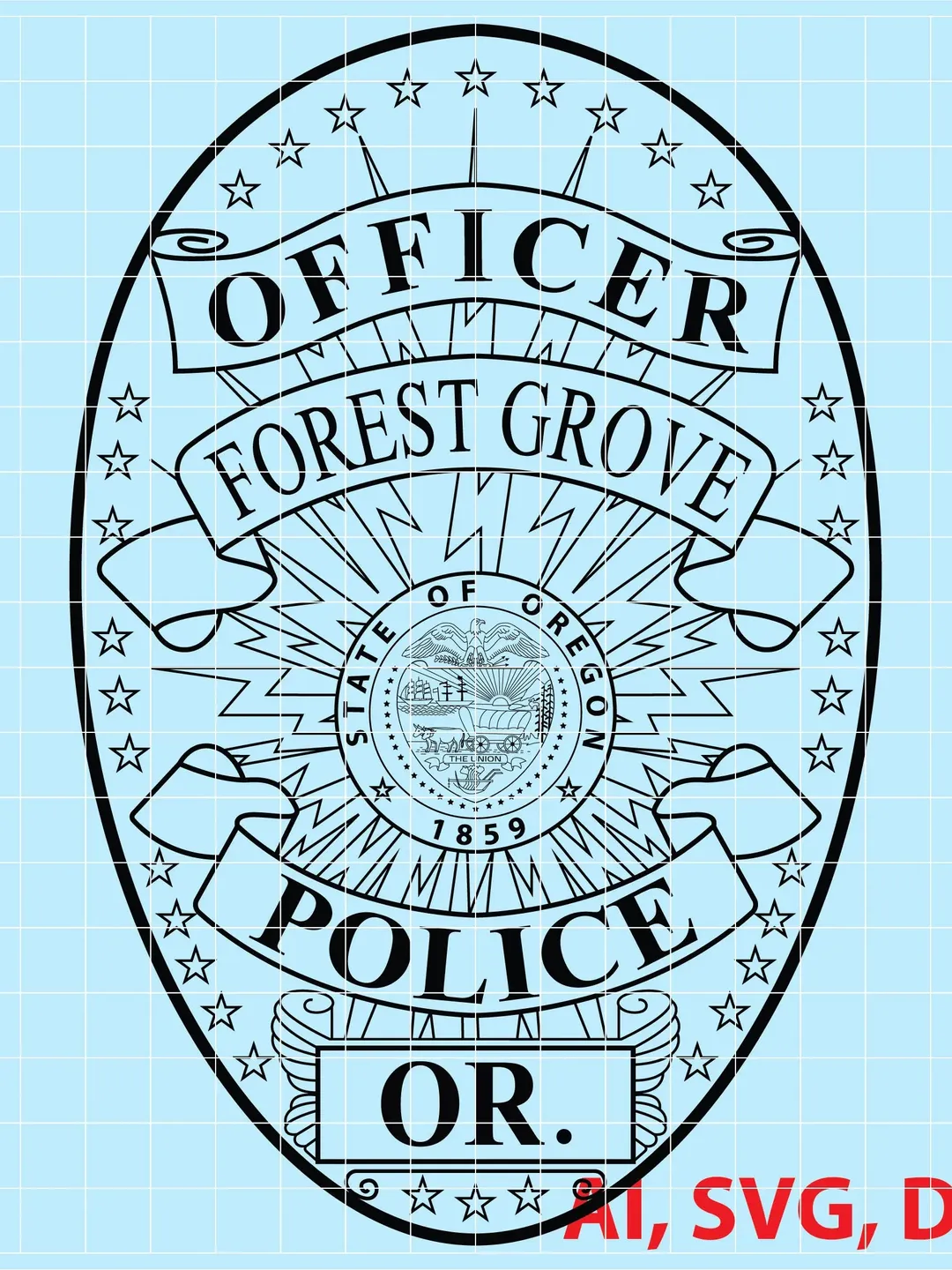 State of Oregon Forest Grove Police Officer Logo, Seal, Badge, Custom ...