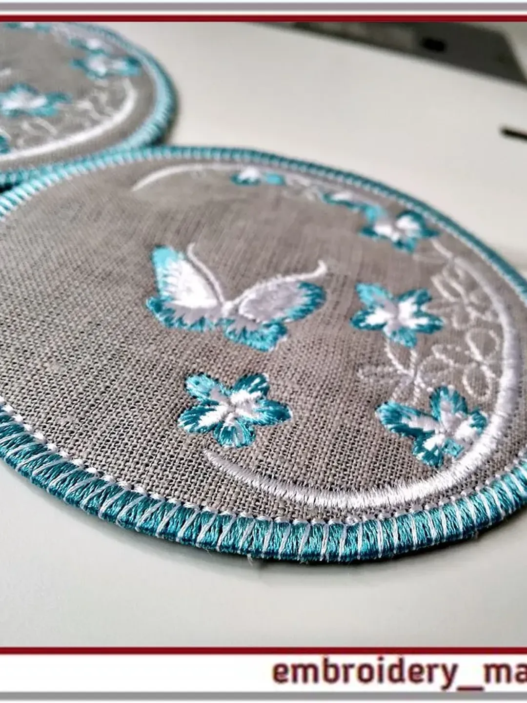 In the hoop a napkin, mug rug embroidery design