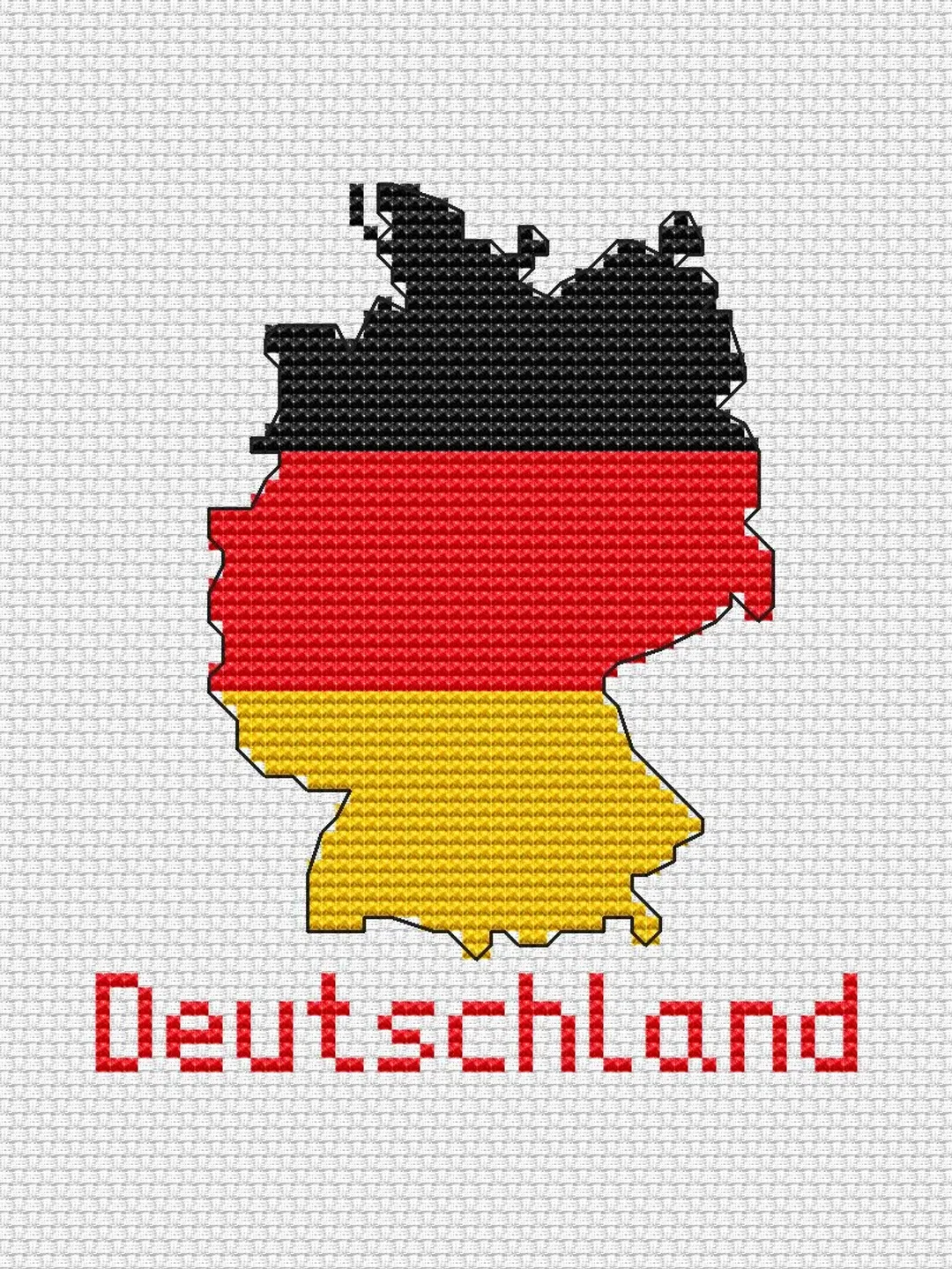 Deutschland Map Cross Stitch Pattern Modern, Germany Flag Xstitch ...